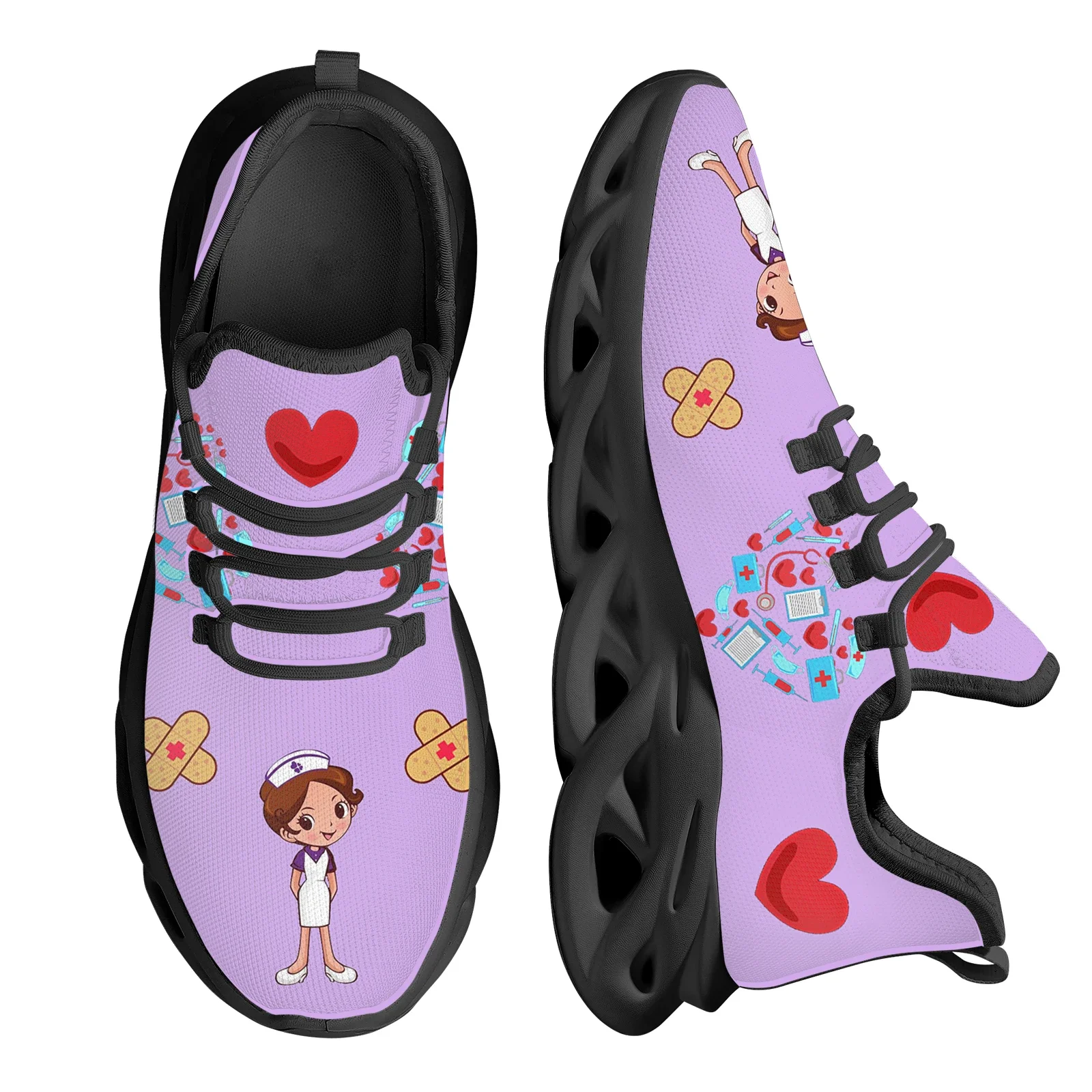 Women Shoes Breathable Fashion Mesh Swing Shoes Cute Nurse Girl Pattern ...
