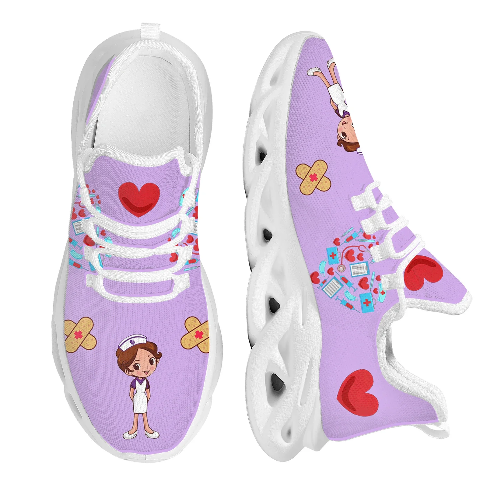 Women Shoes Breathable Fashion Mesh Swing Shoes Cute Nurse Girl Pattern ...