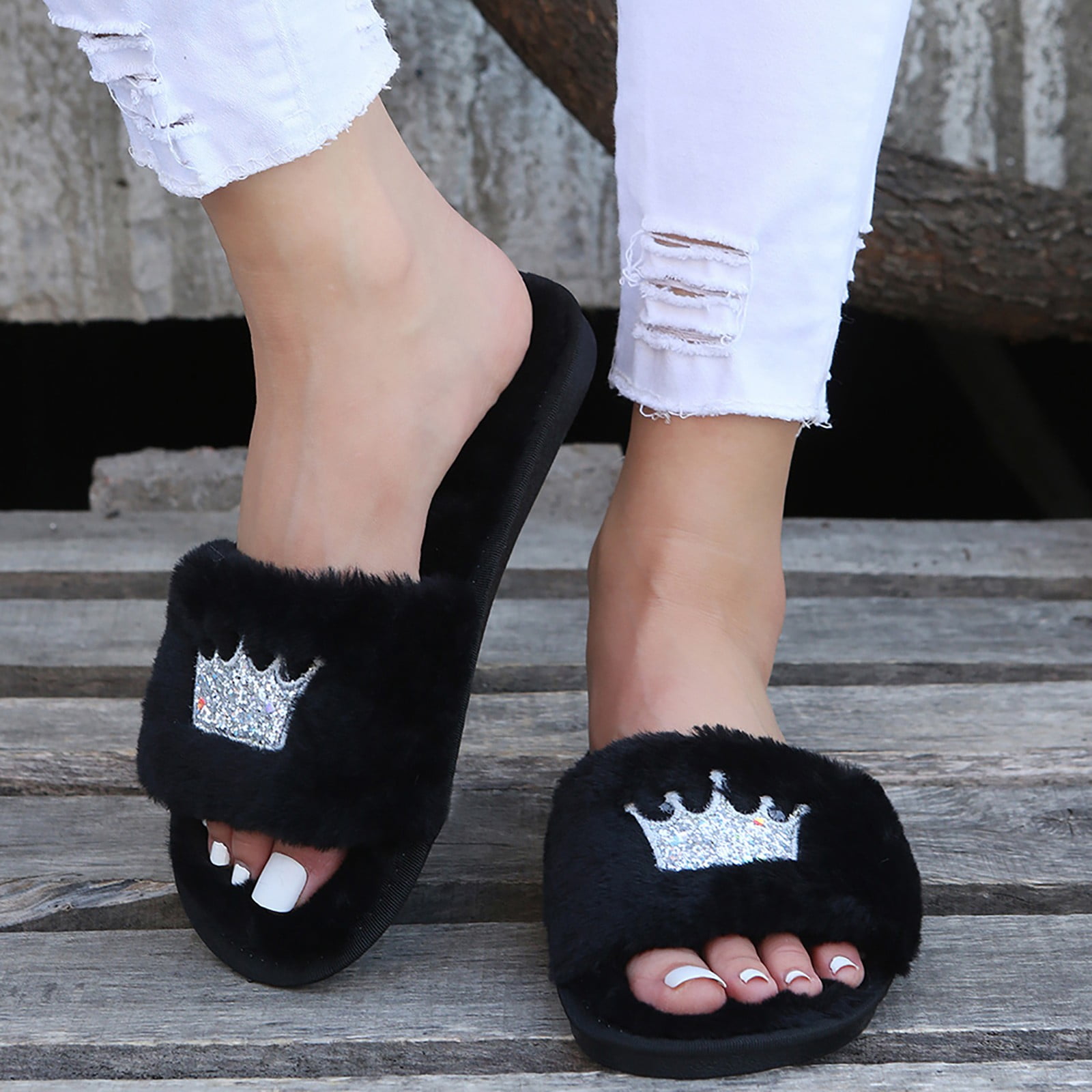 Women Shoes Open Toe Slippers For Women Indoor Cozy Memory Foam Womens ...