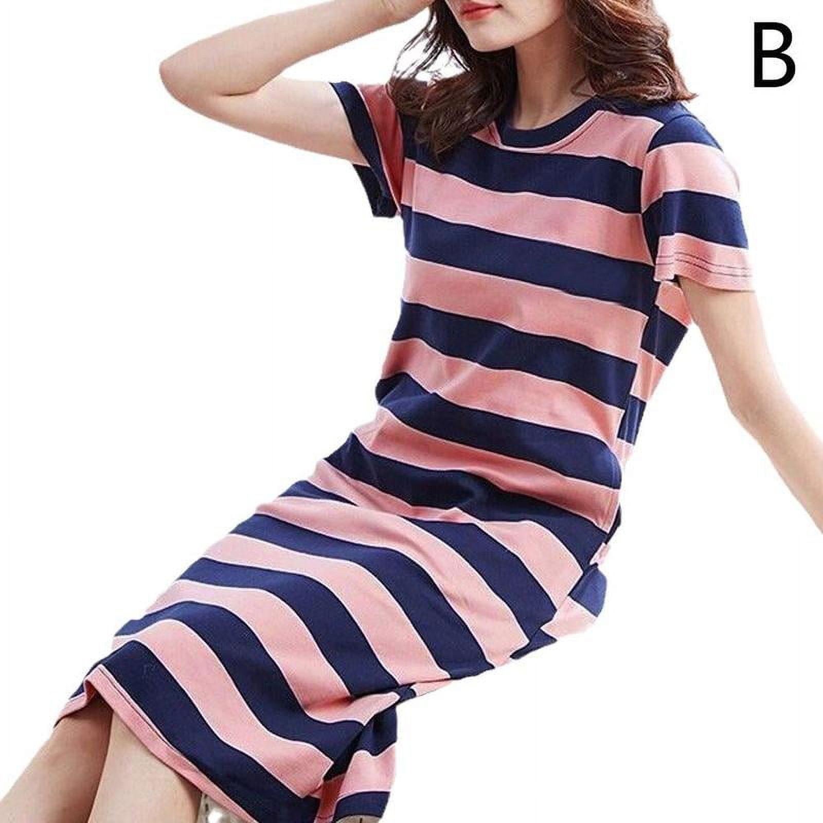Women's Printed Short Sleeve Nightgown Sleepwear, Casual Polyester ...