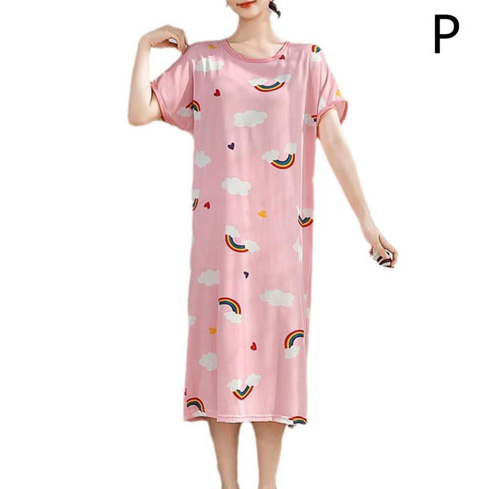 Women's Polyester Short Sleeve Nightgown Sleepwear Pajamas, Printed ...
