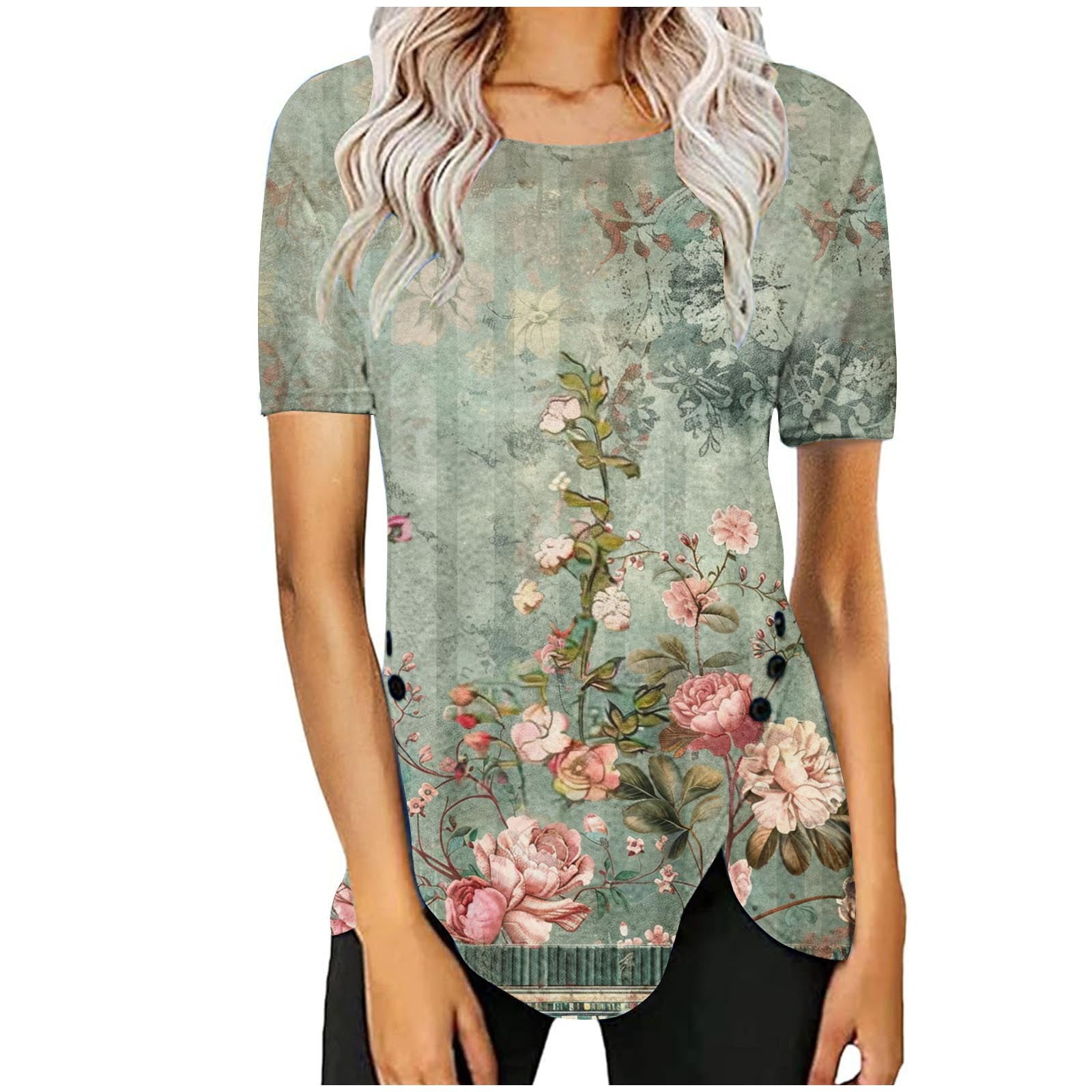 Women Short Sleeve Tops Cotton Ladies Tops And Blouses Tunics Evening ...