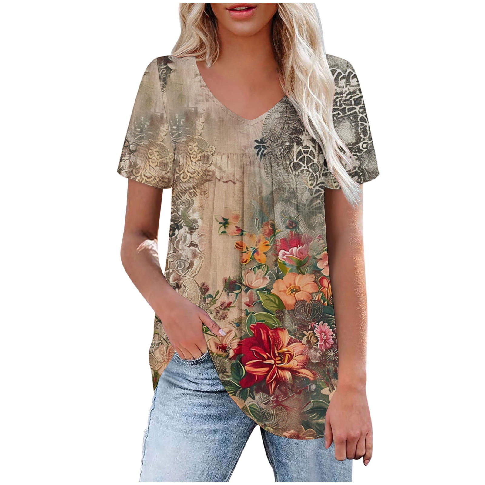 Women Short Sleeve Tops Dressy Womens Blouses And Tops Shirts for Women ...