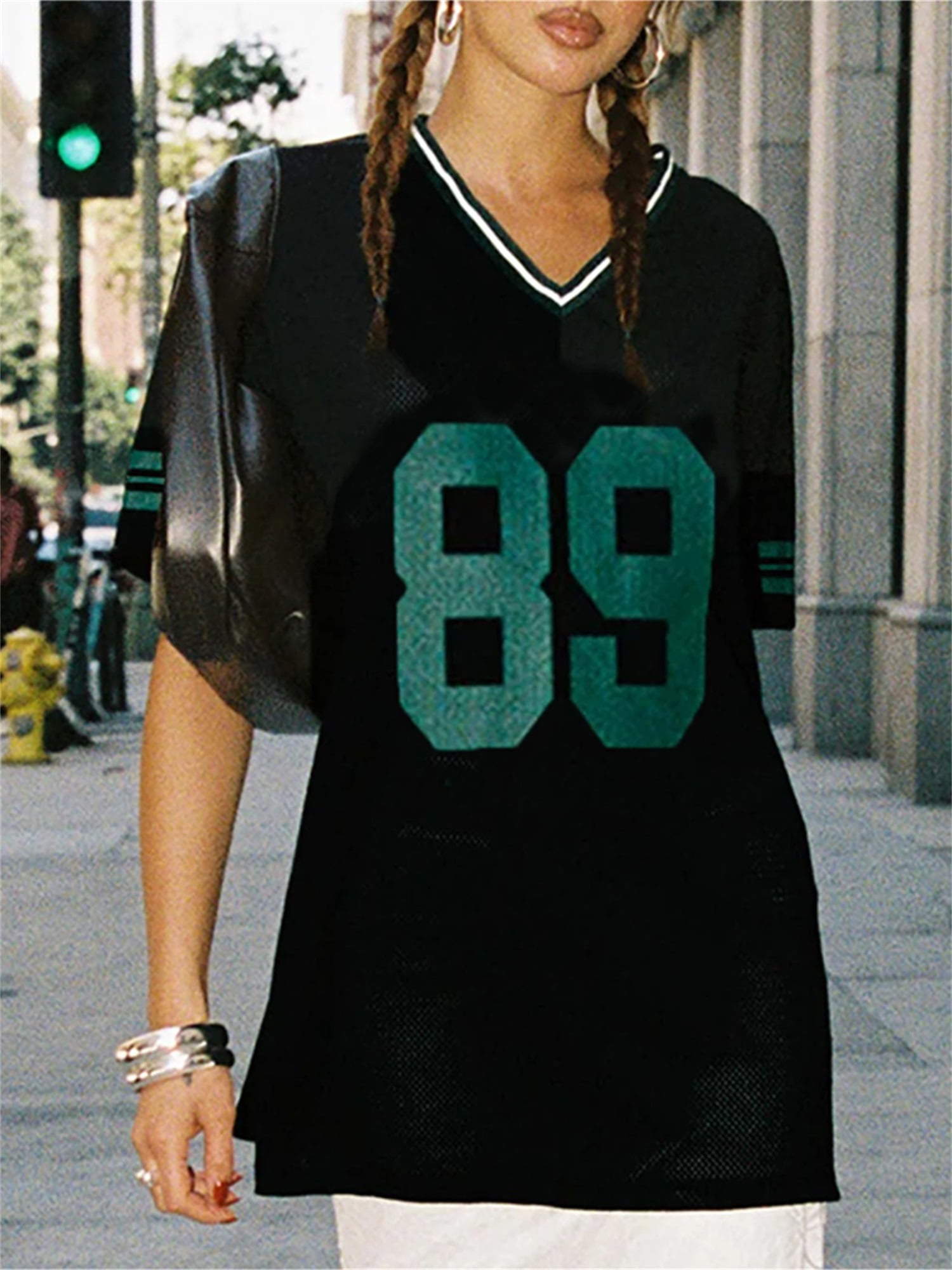 Women Short Sleeve Y2k Blokette Jersey Shirts Number Graphic Drop ...