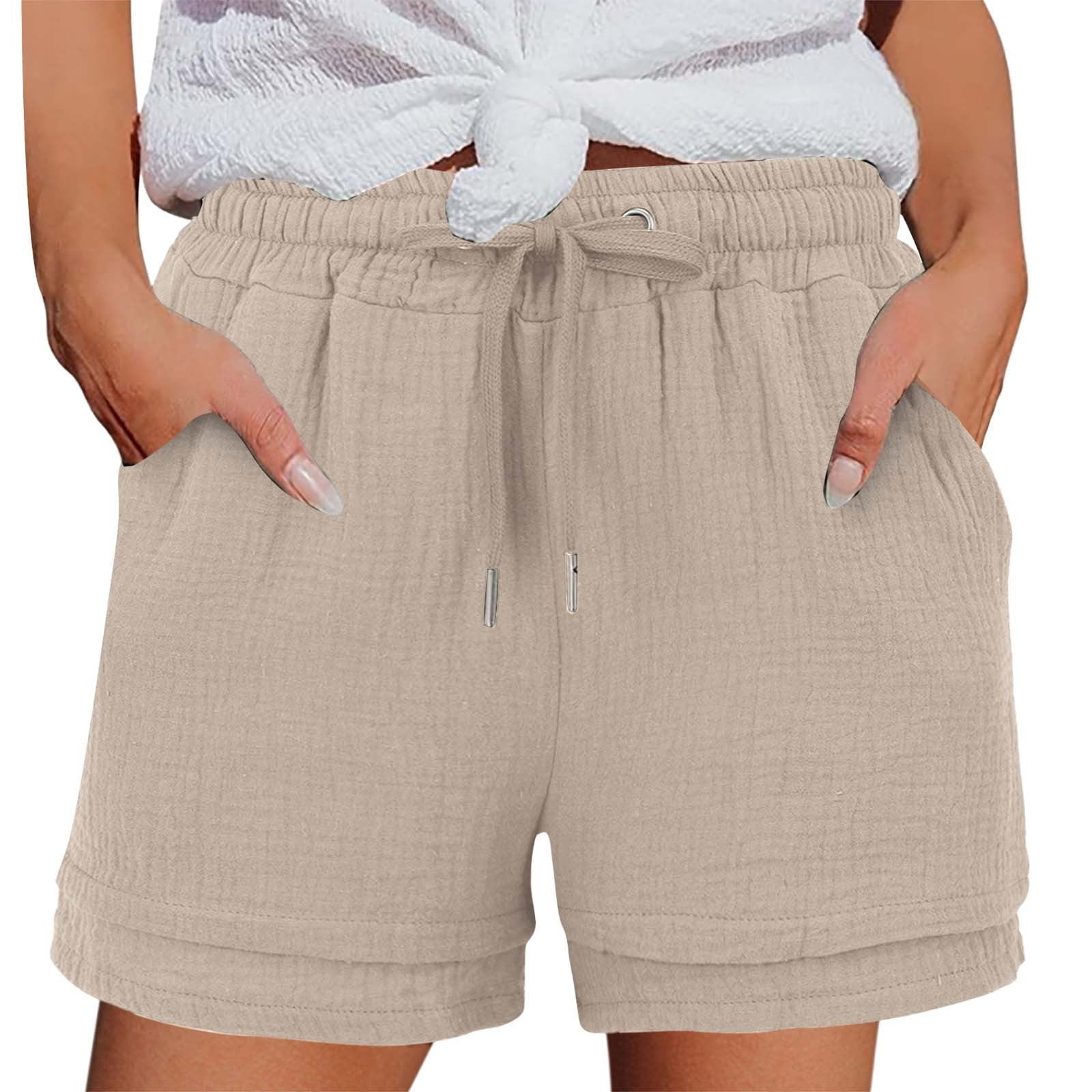 Women Shorts Fashion Casual Solid Color High Waist Cargo Pants-Line ...