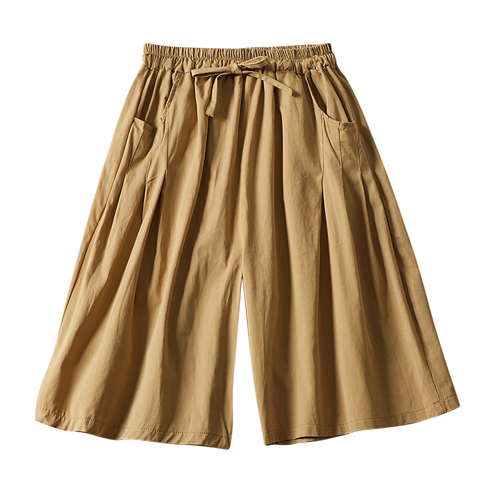 Women Shorts Sawvnm Women's Fashion Loose Color Elastic-waisted Quarter ...