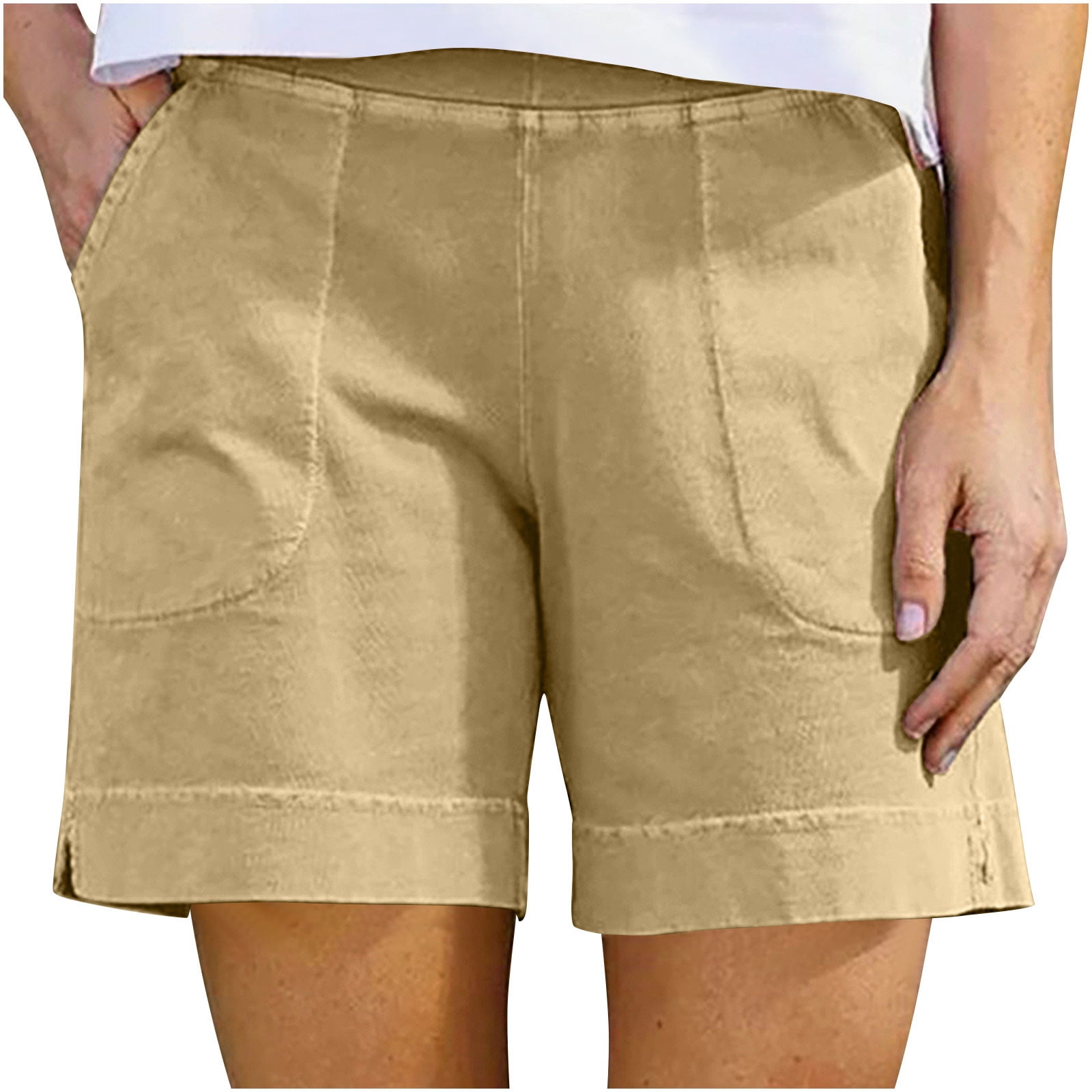 Women Shorts with Pockets Cotton Ripped Jean Shorts Summer Solid Cotton ...