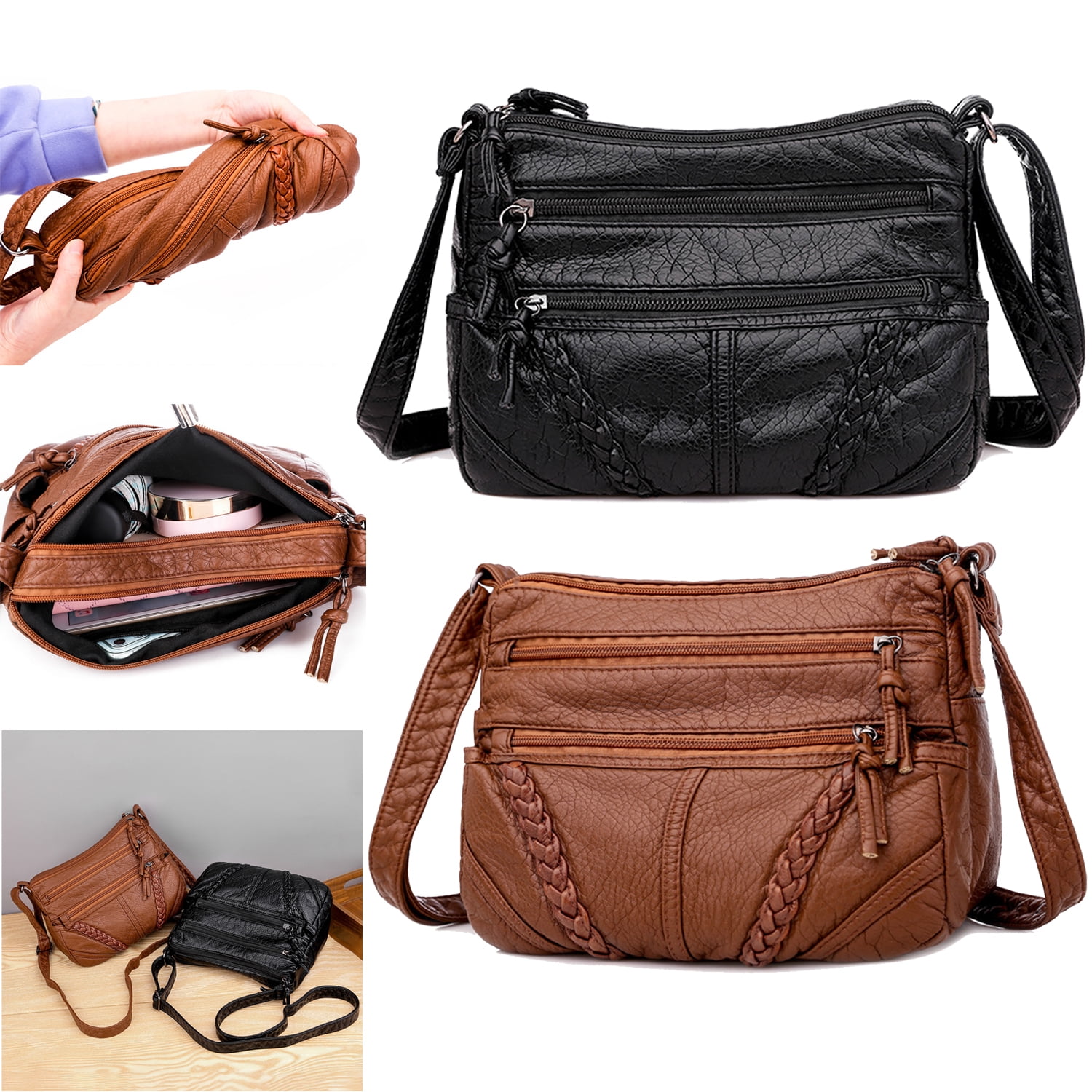 Women Shoulder Handbag Multiple Pockets Bag Ladies Crossbody Purse ...