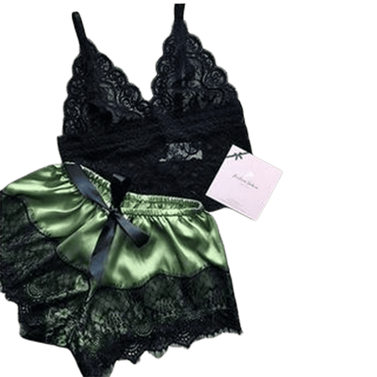 Women Silk Satin Lace Sleepwear Sexy Bra Camisoleshorts Pajama Sets Homewear