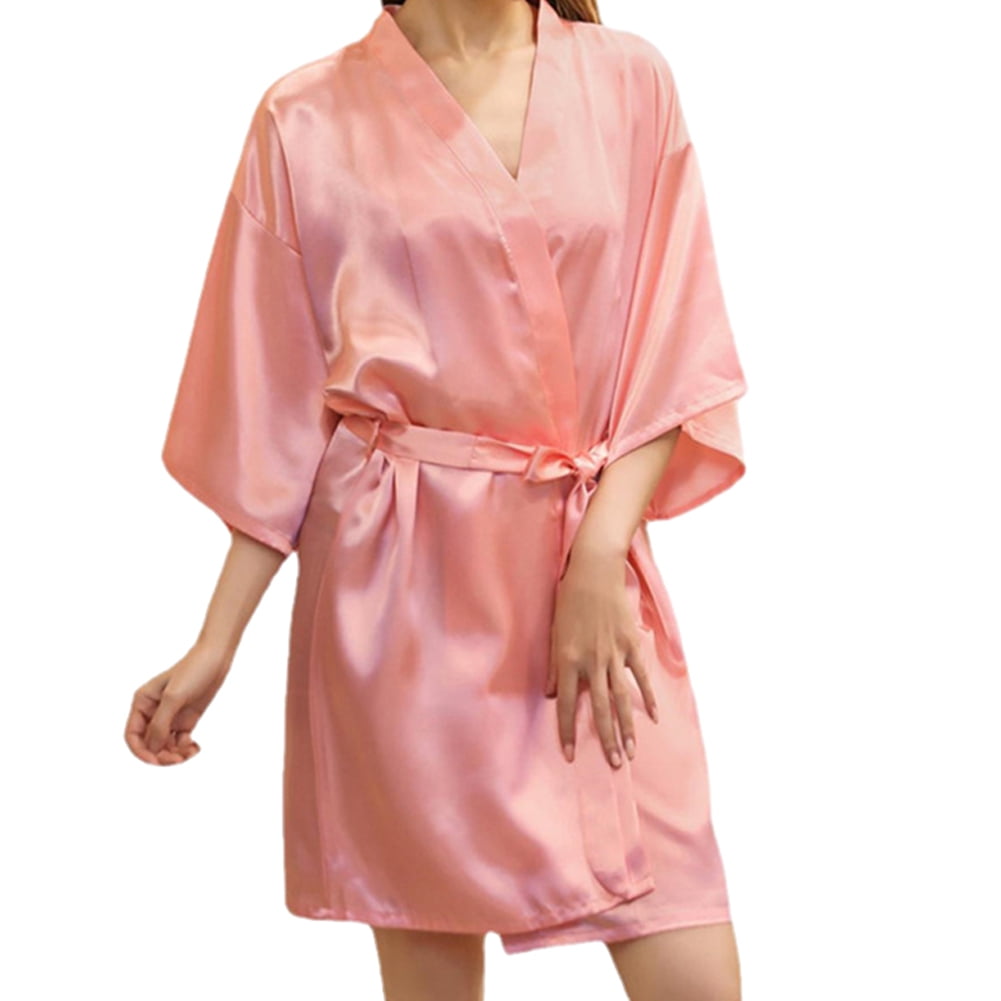 Women Silky Satin Robe Wedding Bridal Party Bride Bridesmaid Robes ...