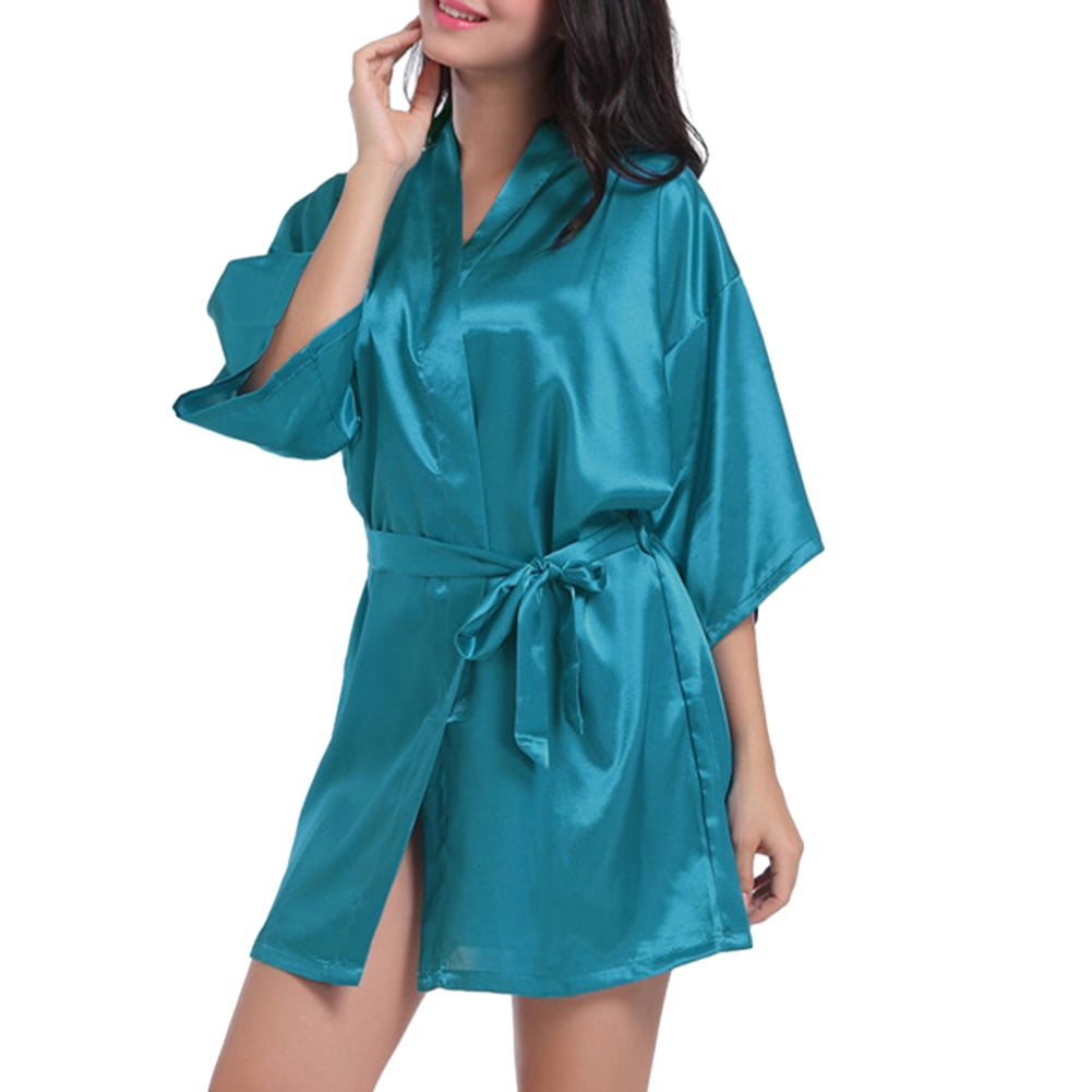 Women Silky Satin Robe Wedding Bridal Party Bride Bridesmaid Robes ...