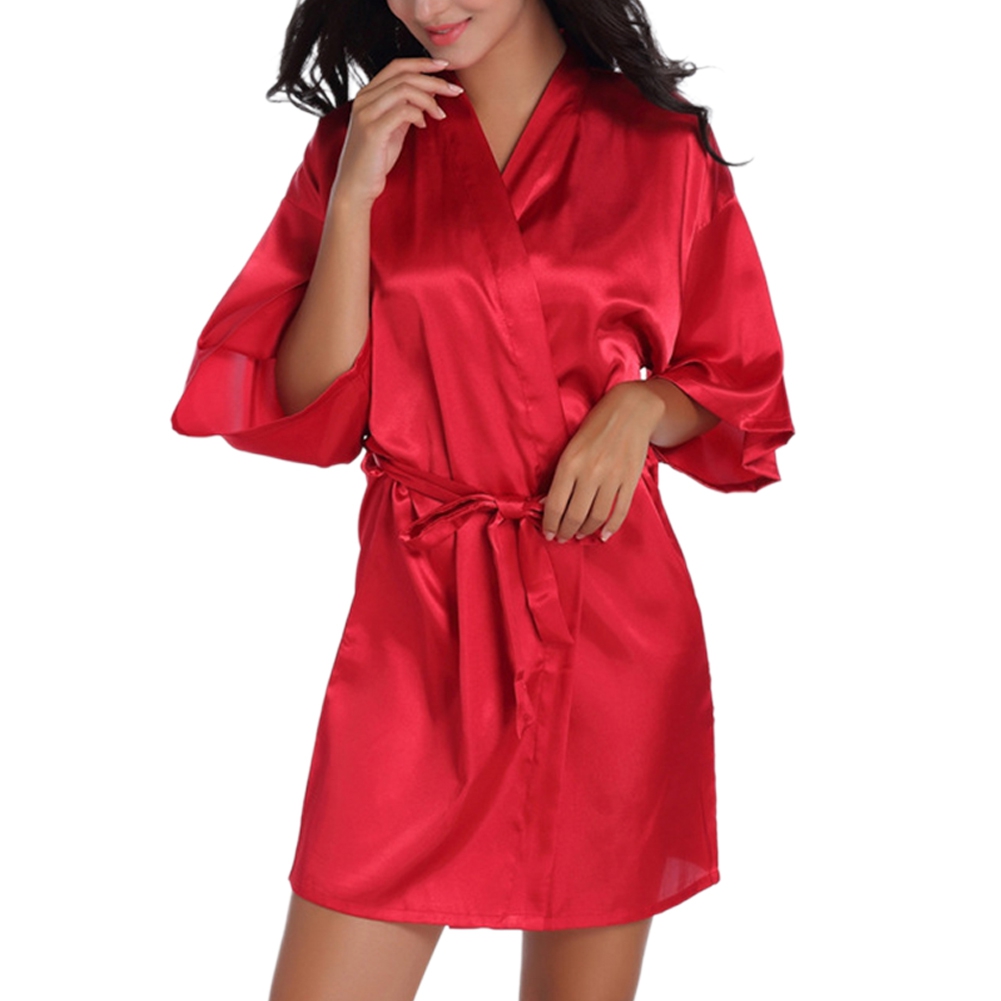 Women Silky Satin Robe Wedding Bridal Party Bride Bridesmaid Robes ...