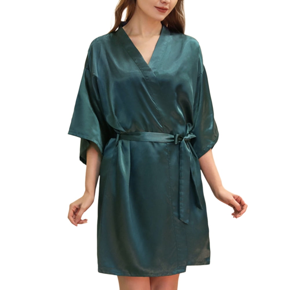 Women Silky Satin Robe Wedding Bridal Party Bride Bridesmaid Robes ...