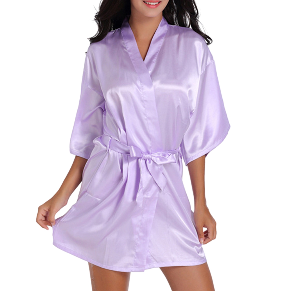Women Silky Satin Robe Wedding Bridal Party Bride Bridesmaid Robes ...