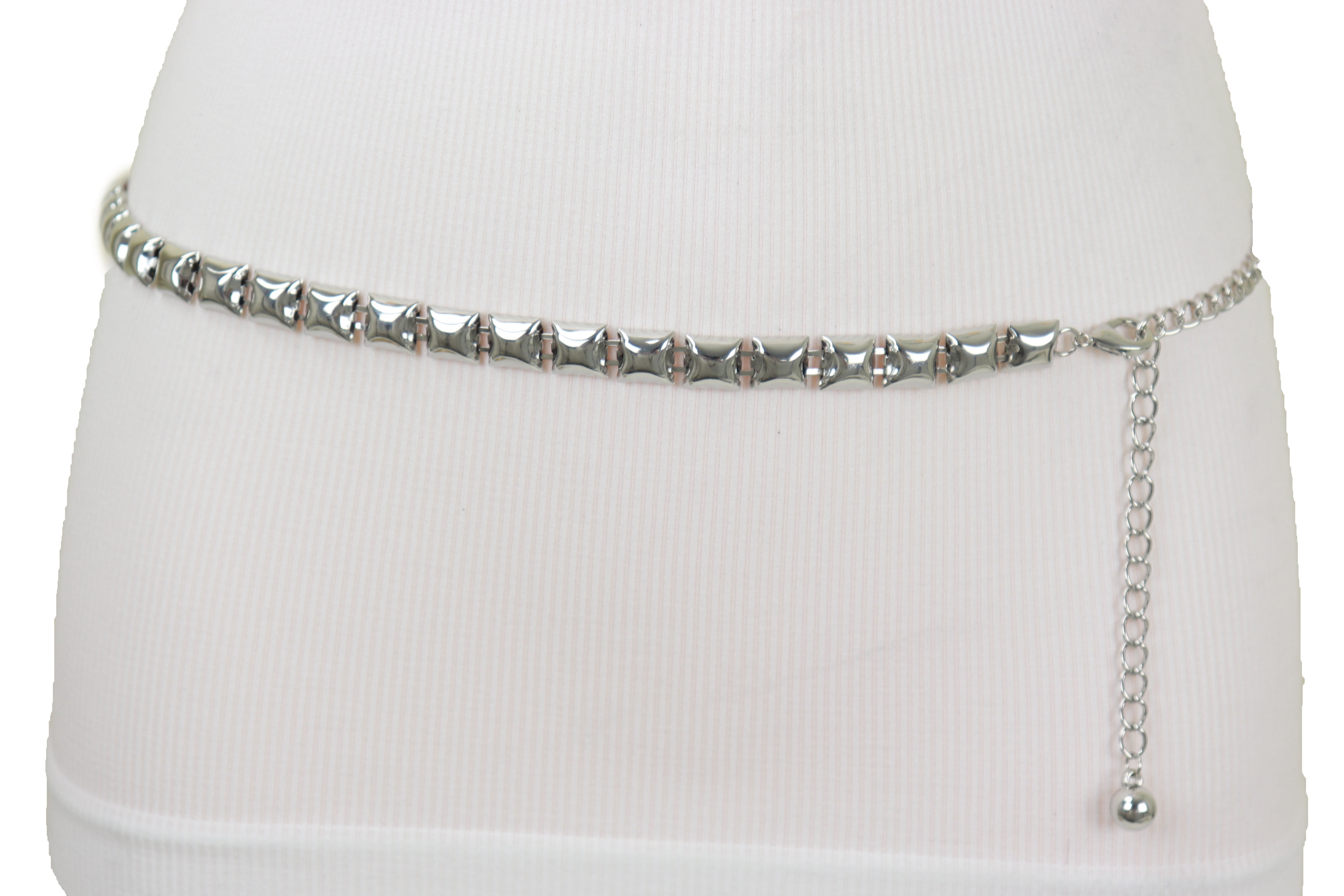 Women Silver Metal Chain Fashion Belt Square Charm S M L - Walmart.com