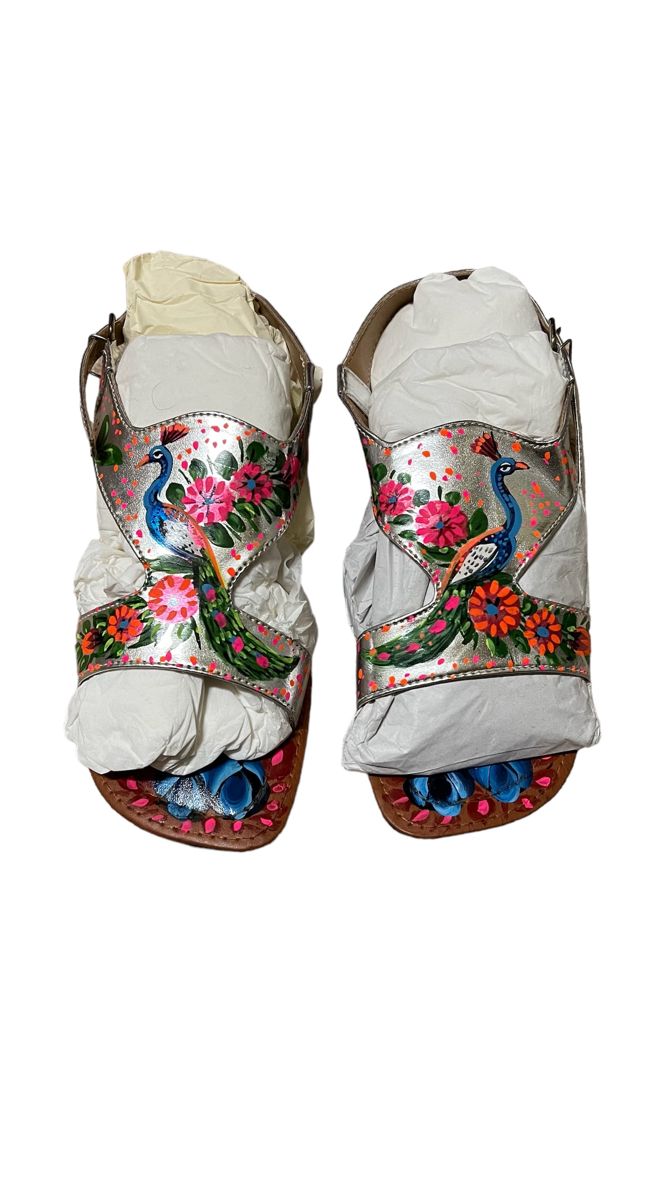 Women Size 7 Hand Painted Truck Art Peshawari Chapal Sandals Slippers ...