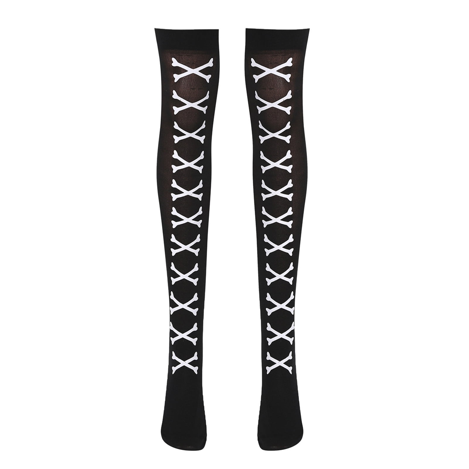 Women Skeleton Pattern Party Over The Knee Sheer 100D Pantyhose Three ...