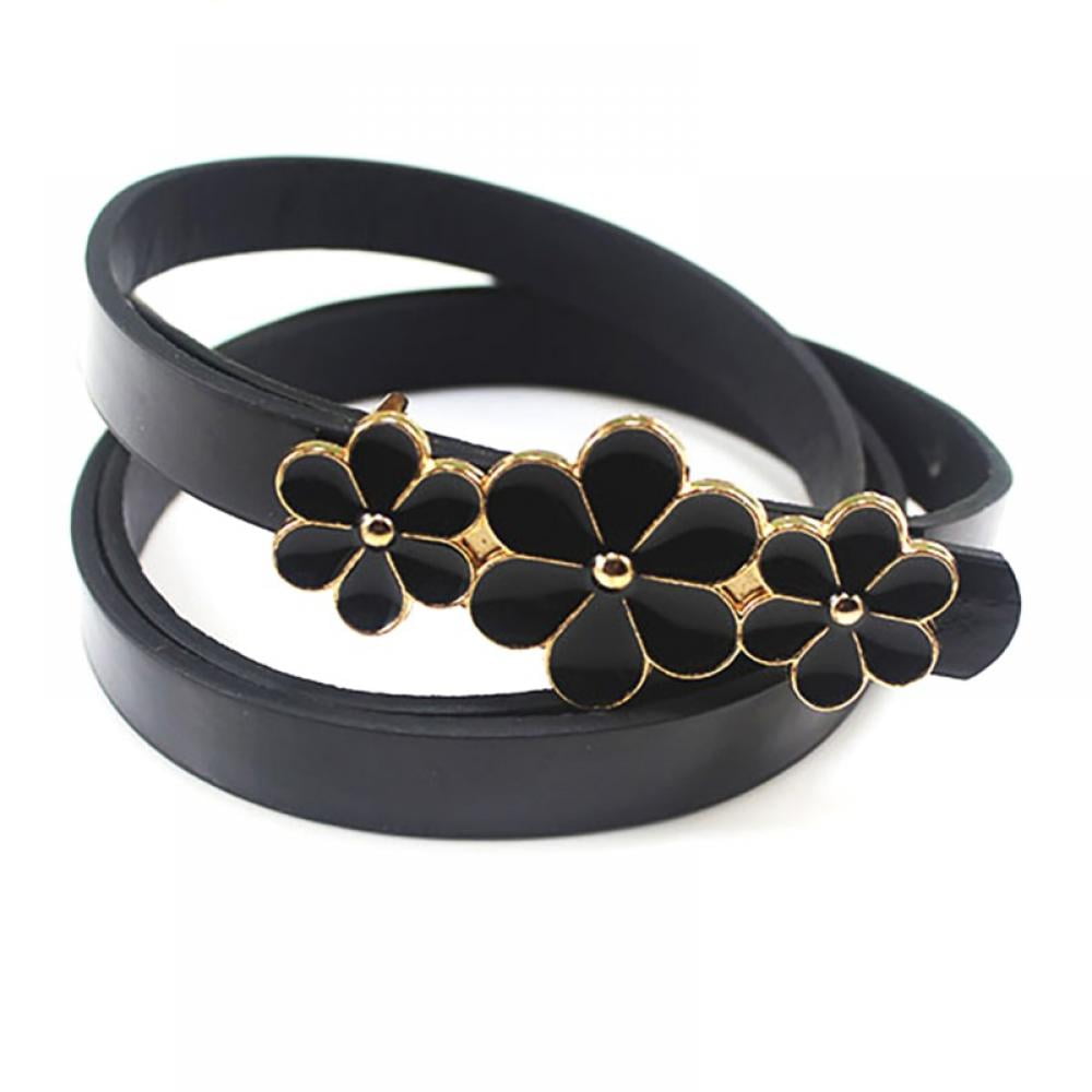 Women Skinny Belt for Dress Thin Waist PU Fashion Belt Solid Color With ...