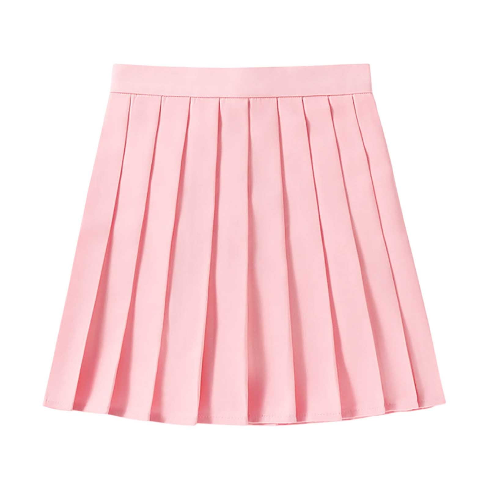 Women Skirt Spring Fall High Waist Pleated Skirt A Line Solid Color ...