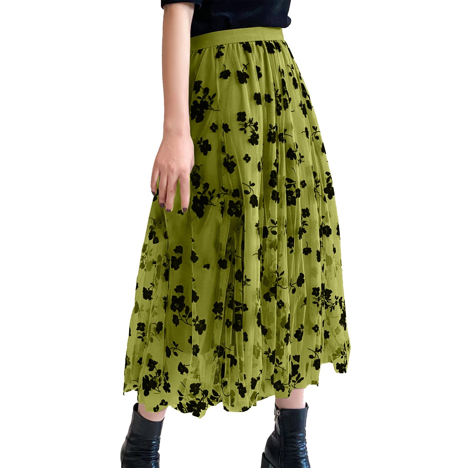 BJUTIR Women Skirts Summer Spring Summer Elastic High Waist Long Mesh ...