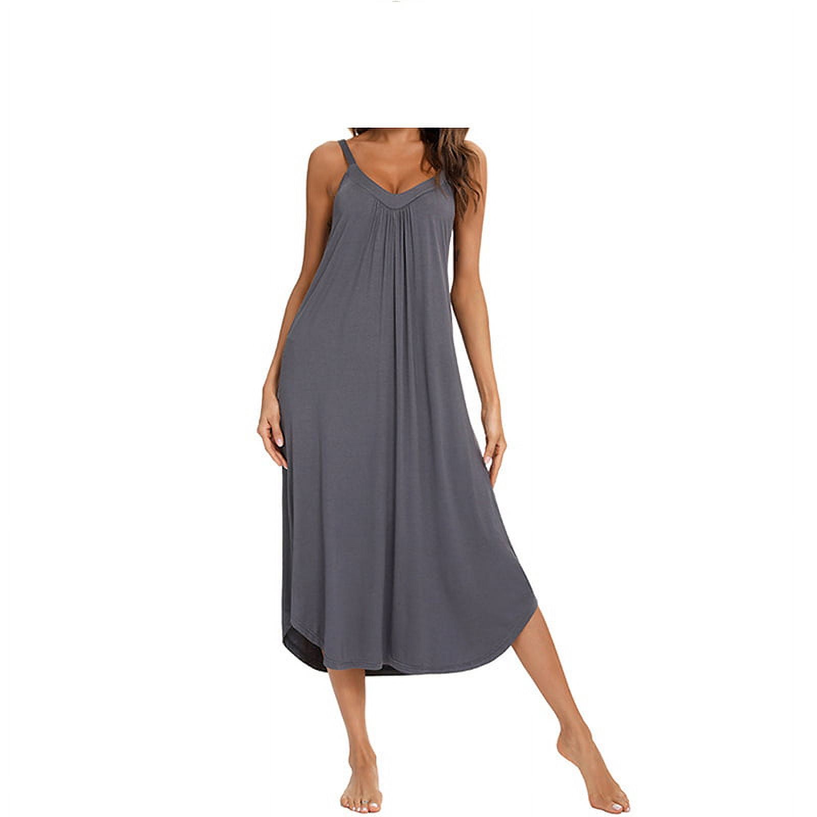 Women Sleeveless Nightgown Spaghetti Strap Long Sleepwear Nightshirt ...