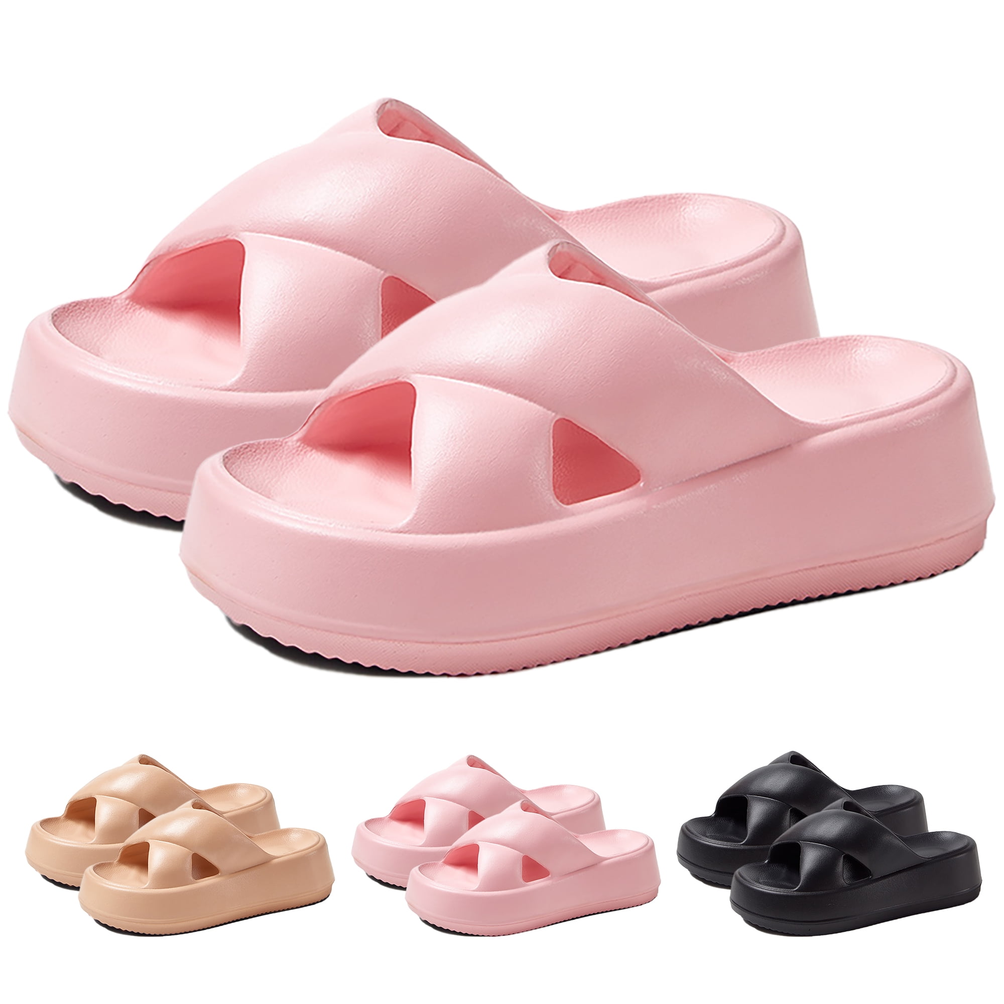 Women Slide Sandals, Girls Pillow Slippers for Beach, Pool, Shower ...