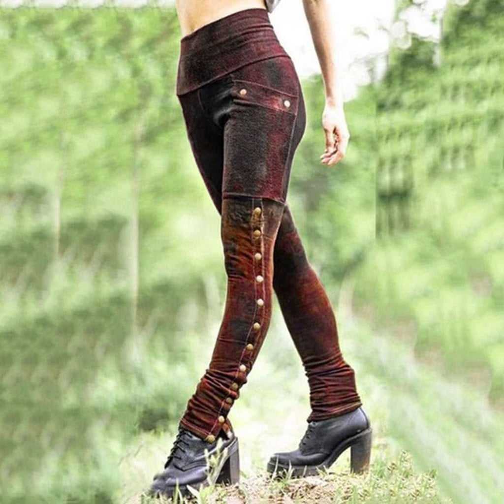 Women Slim And Fit Rivets Side Patchwork High Waist Stretchy Pencil ...