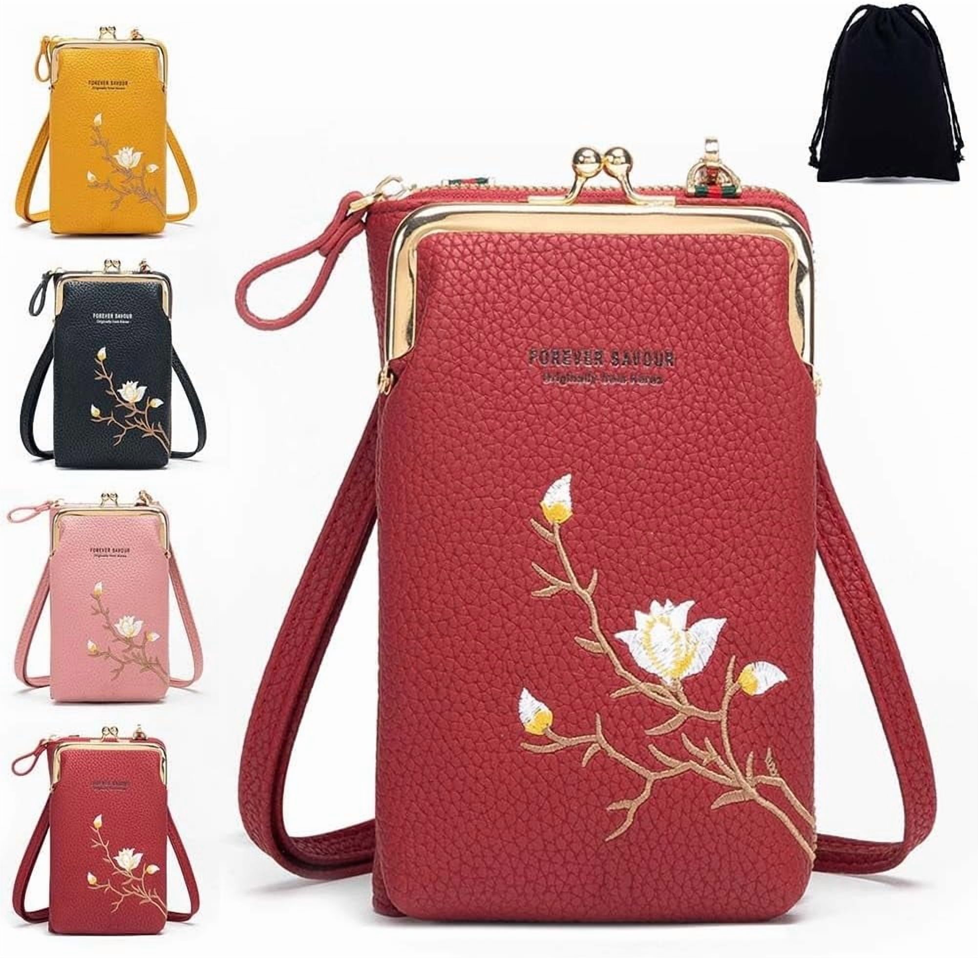 Women Sling Cross-Body Wallet with Mobile Cell Phone Holder，Mini ...