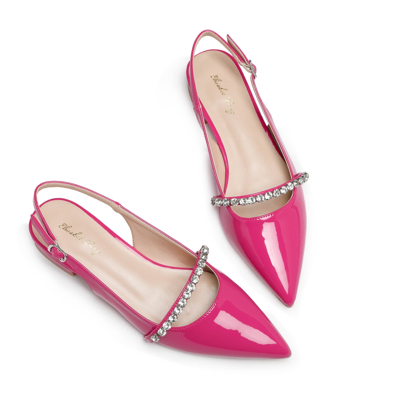 Women Slingback Flats with Rhinestone Pointed Toe Flats for Women ...