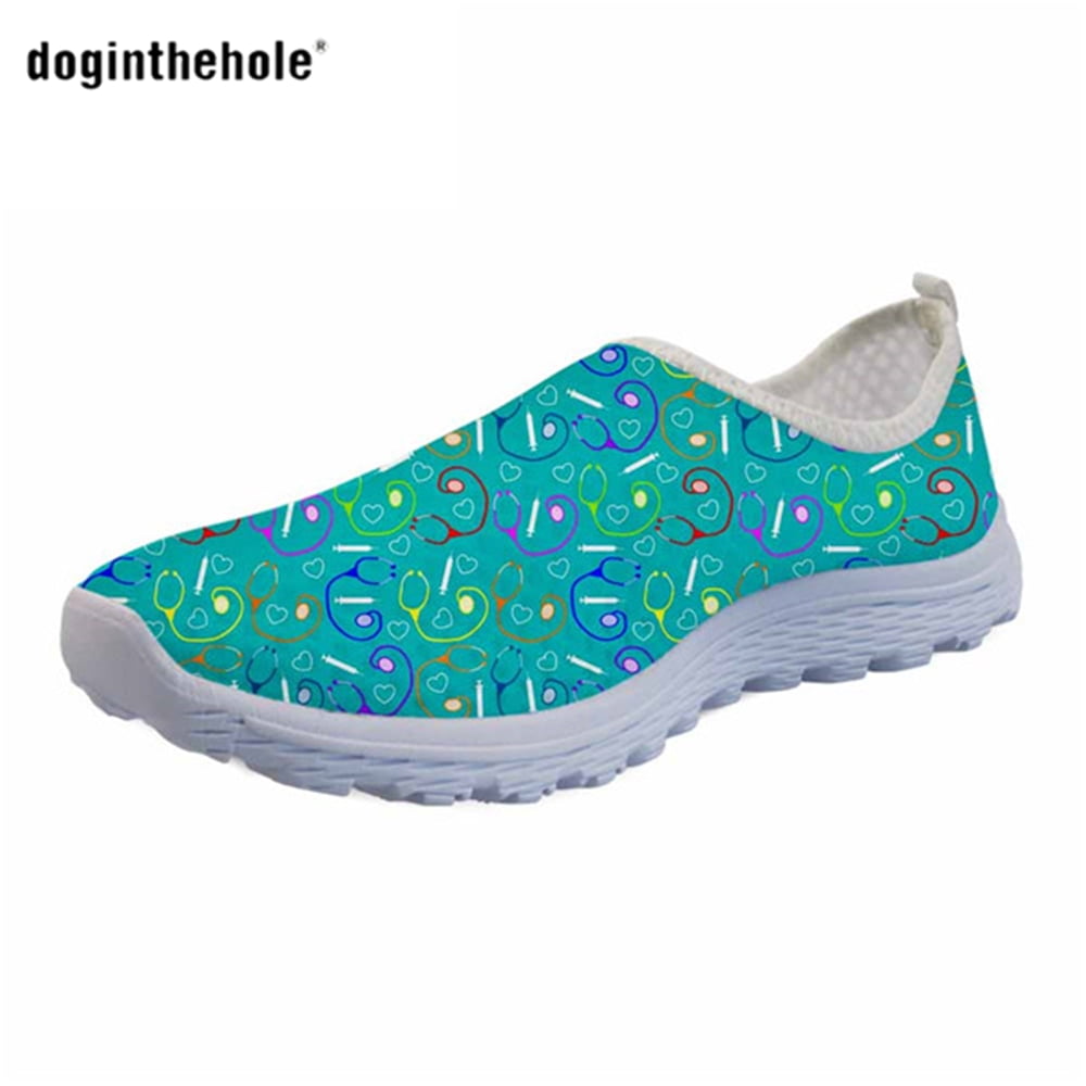 Women Slip on Sneaker Cartoon Nurse Surgon Design Breathable Mesh ...