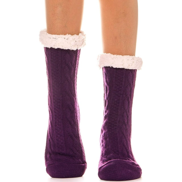 Women Slipper Socks with Grip Non Slip Fluffy Fuzzy Cabin Cozy Warm ...