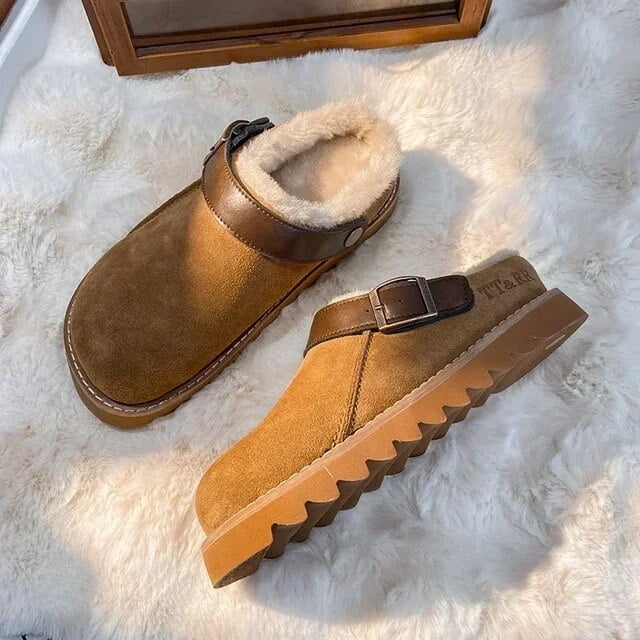Women Slippers Winter Fur Flats Short Plush Mules Shoes New Women ...