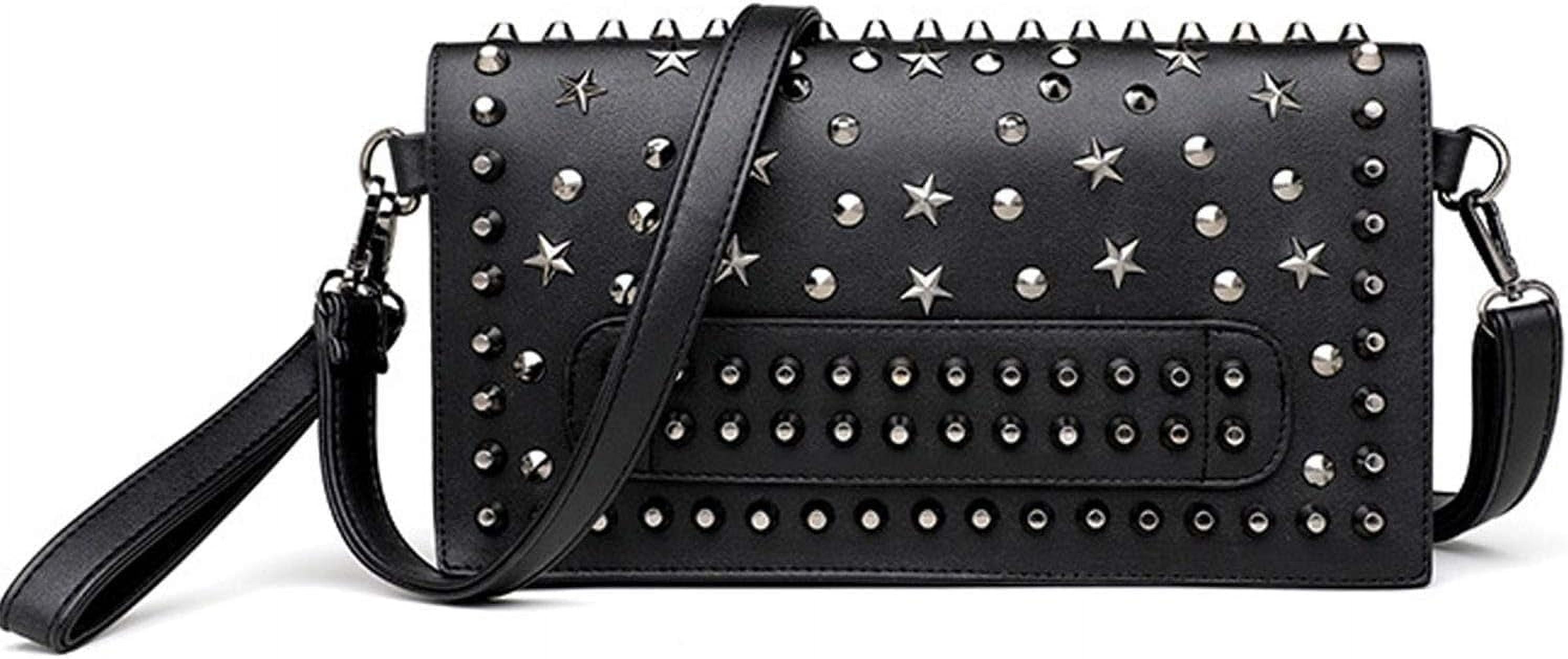 Women Small Punk Rivet Handbag Purse Clutch Shoulder Tote Top-handle ...