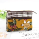 Women Small Zipper Coin Purse - Handmade Fabric Flower Embroidered ...