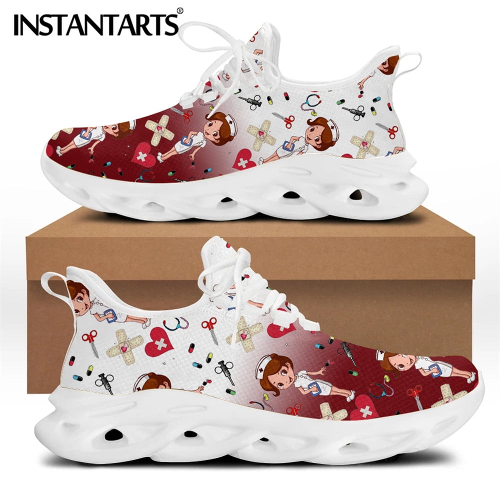 Women Sneakers Gradient Nursing Shoes Cute Cartoon Nurse Doctor Medical ...