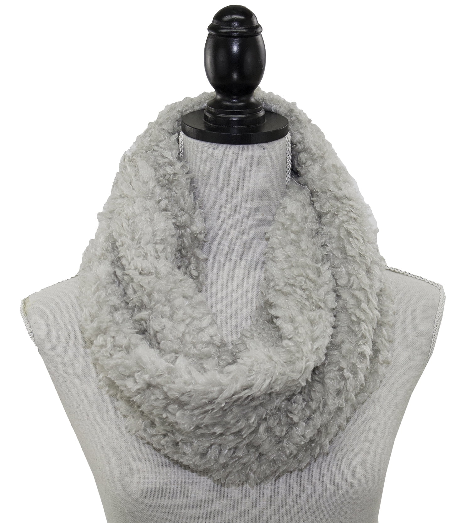 Women Soft Fluffy Faux Fur Solid Color Infinity Tube Scarf - 4 Colors ...