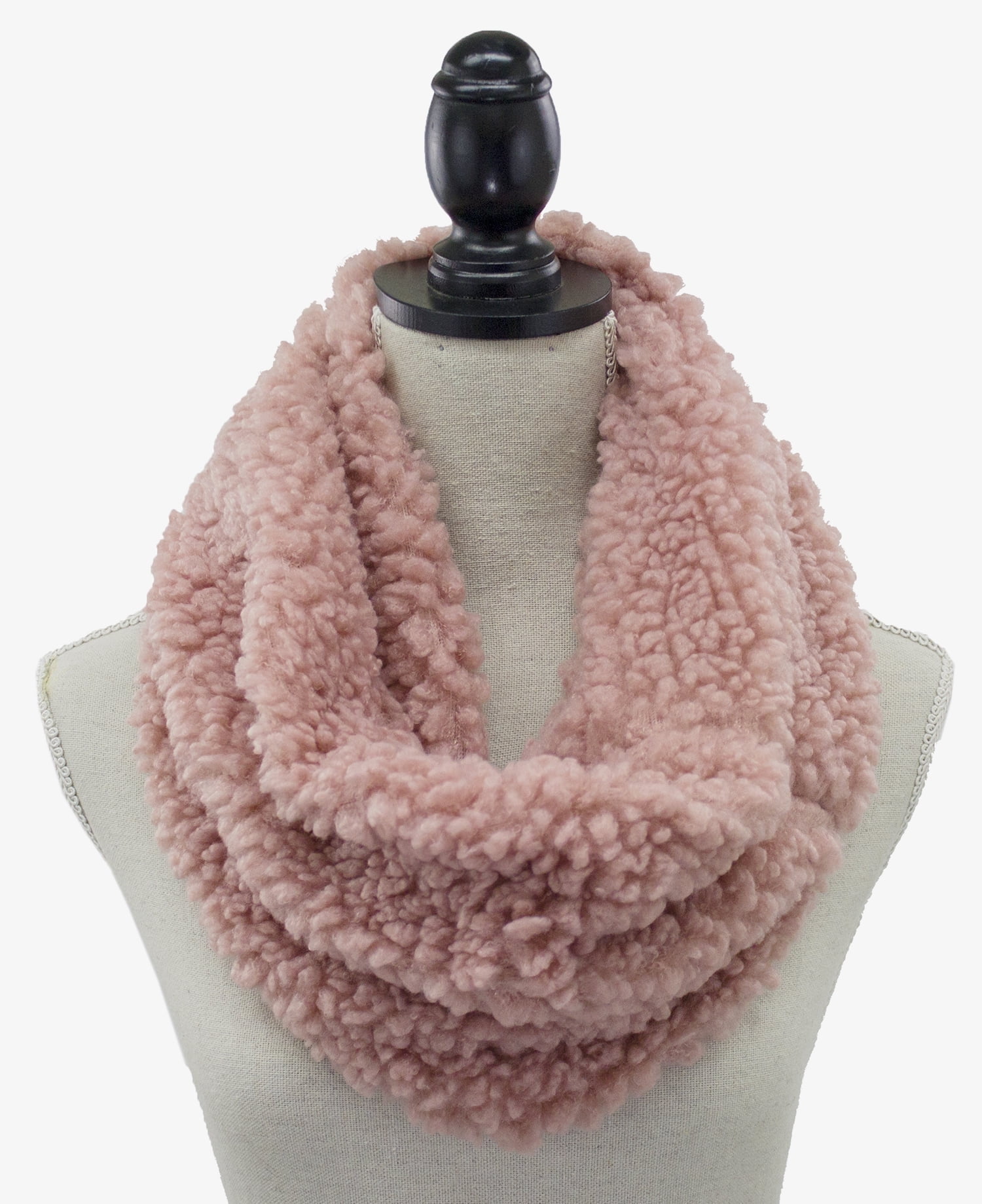 Women Soft Fluffy Faux Fur Solid Color Infinity Tube Scarf - 4 Colors ...