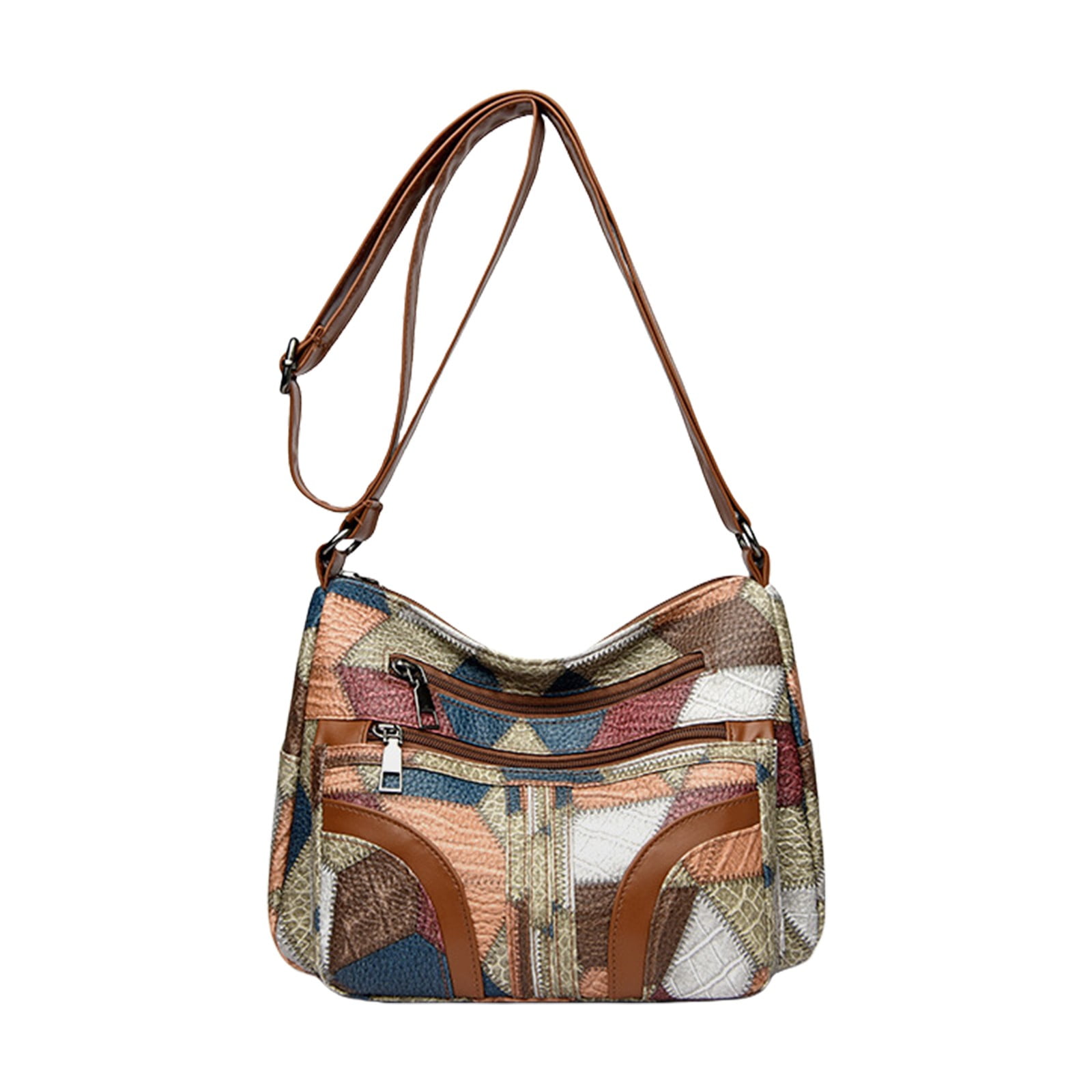 Women Soft Washed Faux Leather Shoulder Bag, Multi-Color Crossbody ...