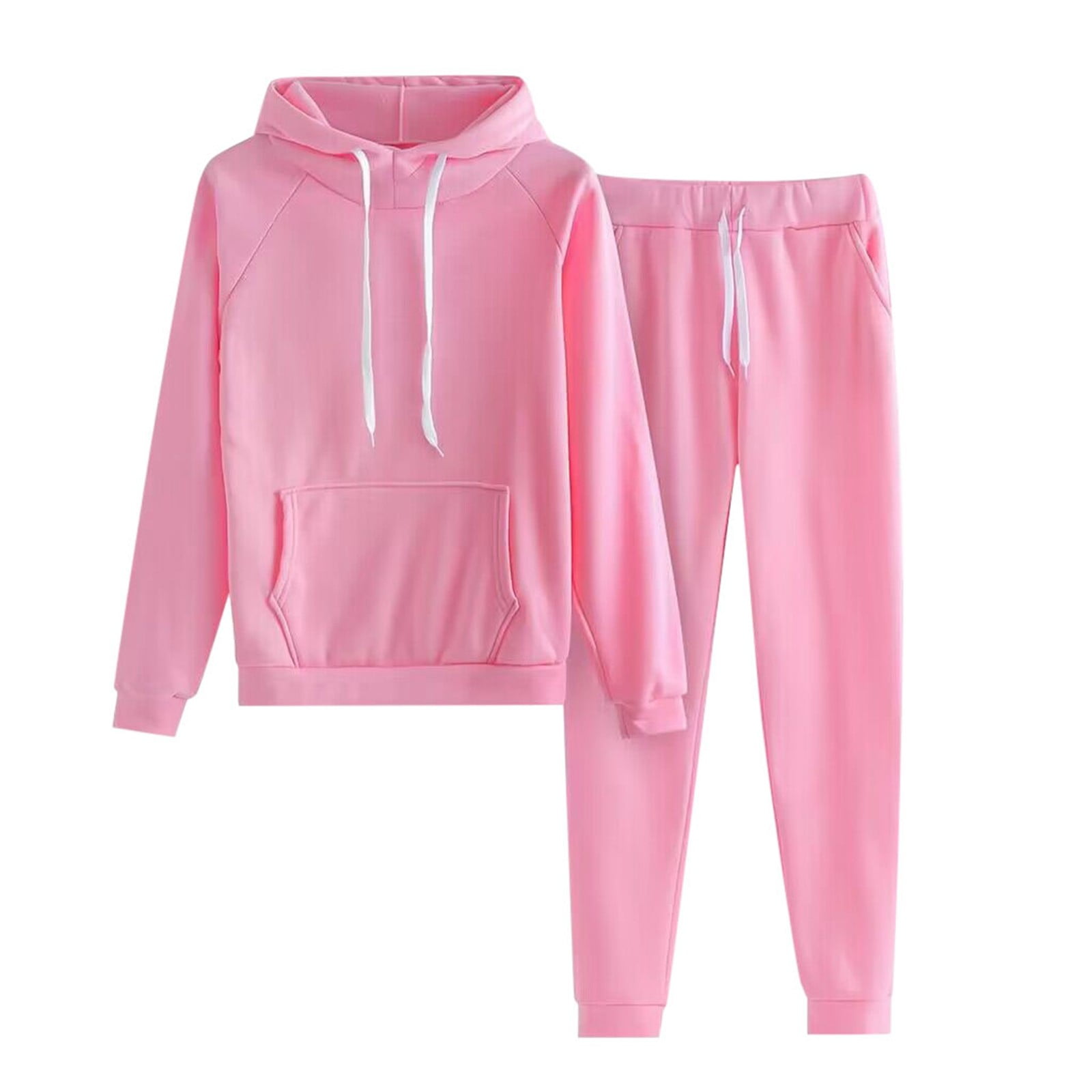 Women Solid Color Hooded Sweatshirt And Pant Tracksuit Sport Suit plus ...