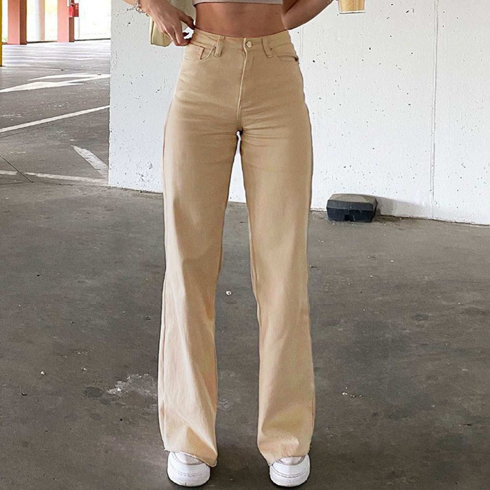 Ediodpoh Women Pants Women Solid Color Jeans Sagging Loose Slim Waist ...