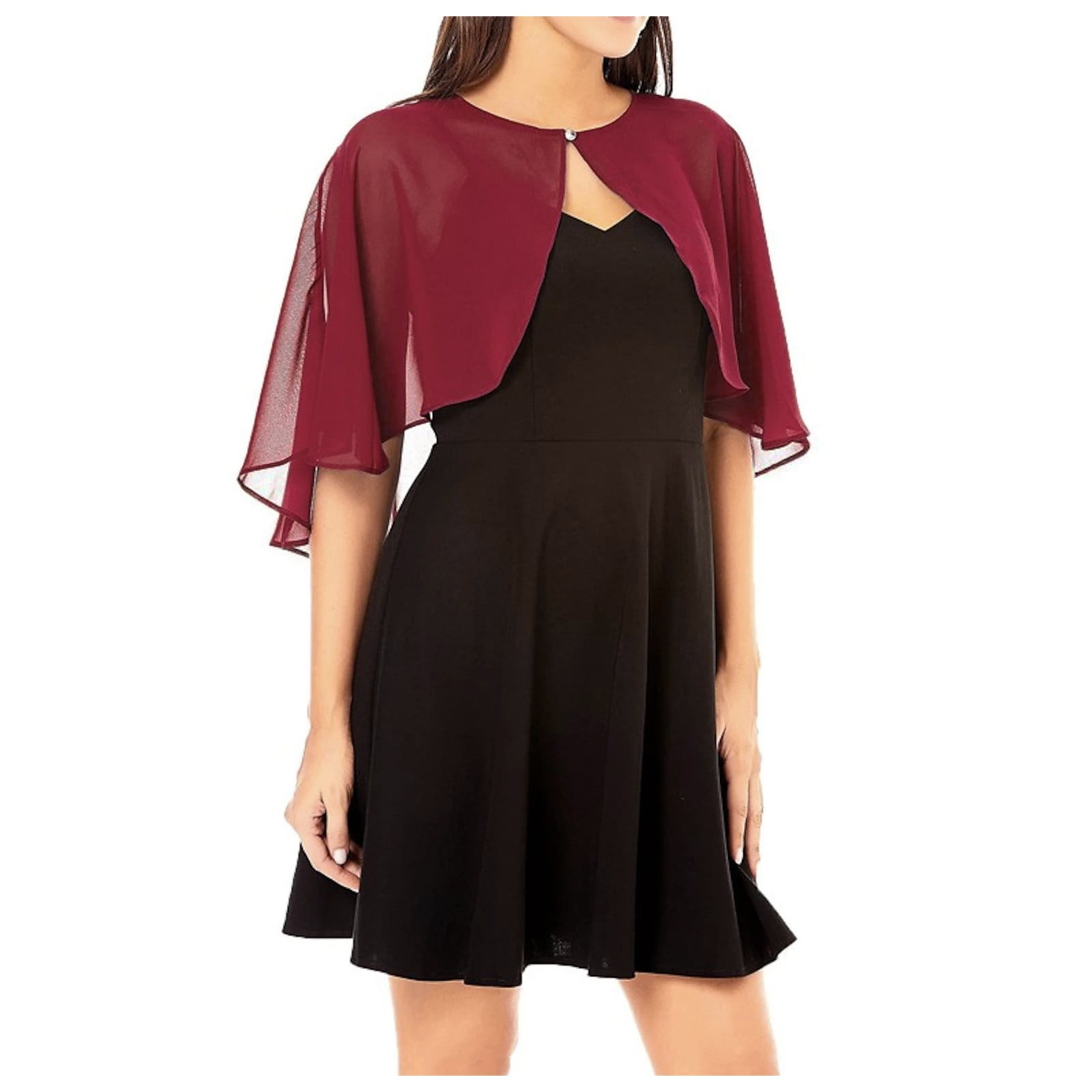Women Solid Elegant Sleeveless Chiffon Wedding Shawl Solid Suitable For ...