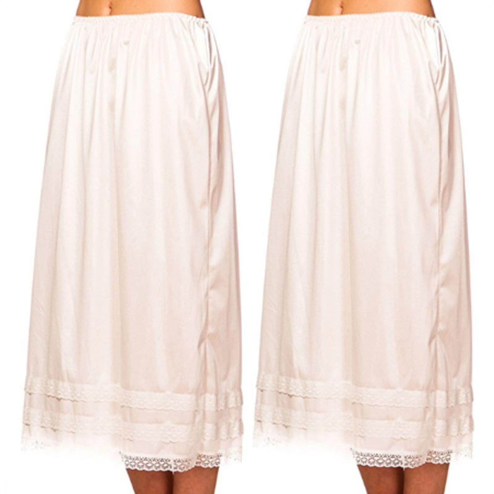 Women Solid Lace Skirt Elasticated Waist Wrap Smooth Loose Skirts ...