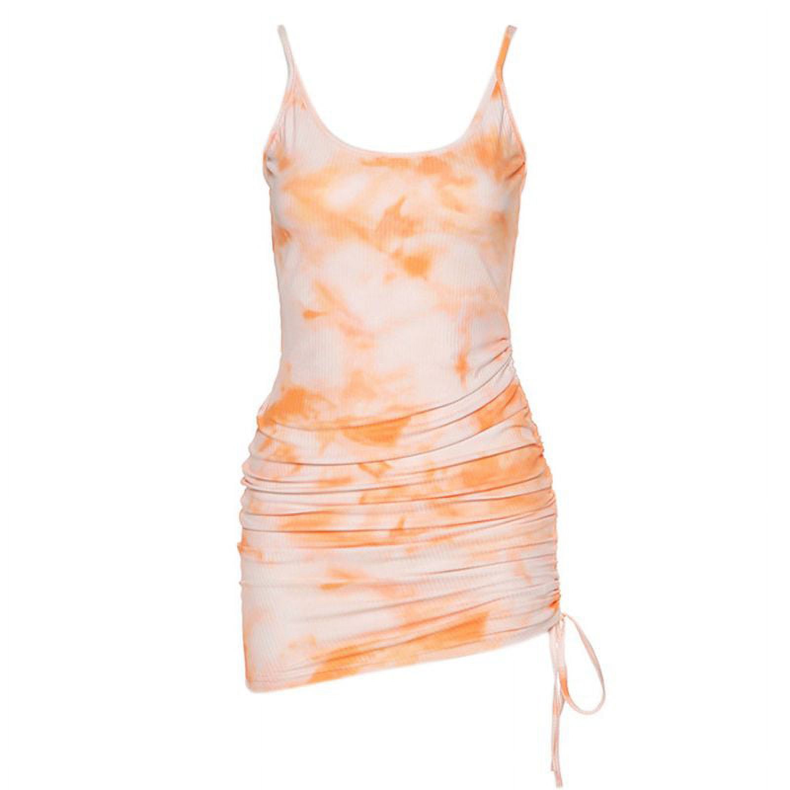 Women Spaghetti Strap Sexy Low Collar Bodycon Mini Dress Gradient Tie ...