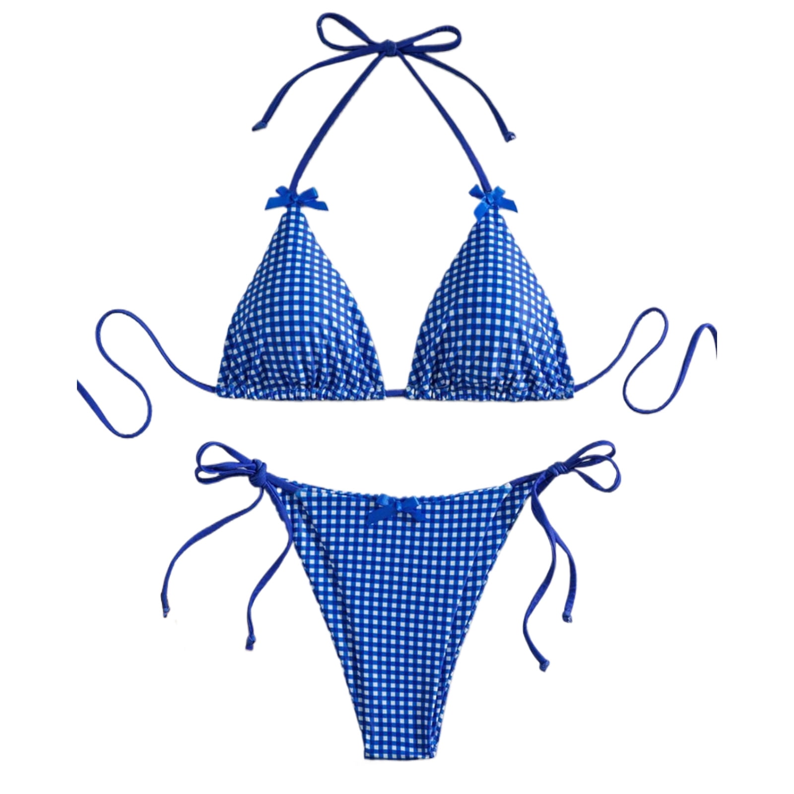 Women Spaghetti Straps Swimsuit String Swimming Costume Halterneck Top ...