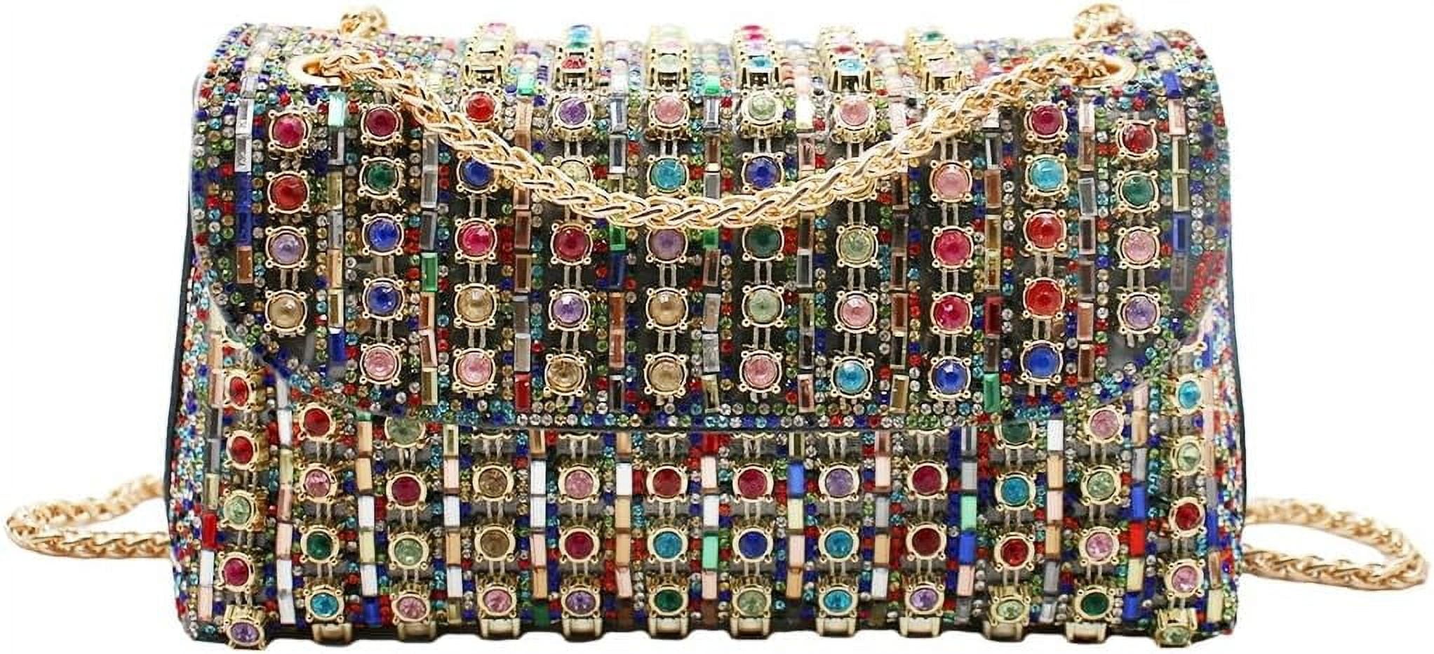 Women Sparkly Rhinestone Evening Bag Crystal Shoulder Bag with Chain ...