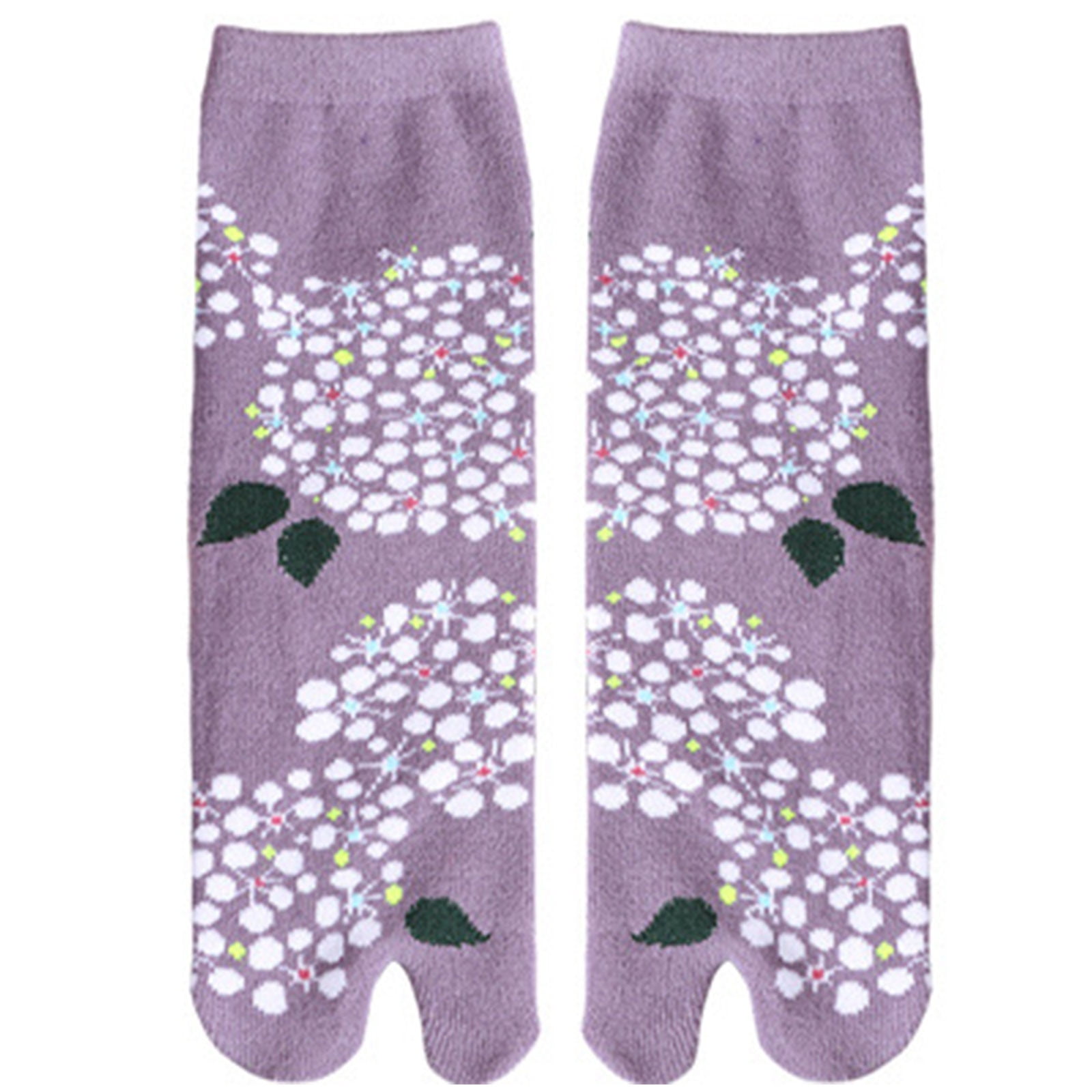Women Split Toe Kimono Tabi Crew Socks Cute Cartoon for Cat Floral ...