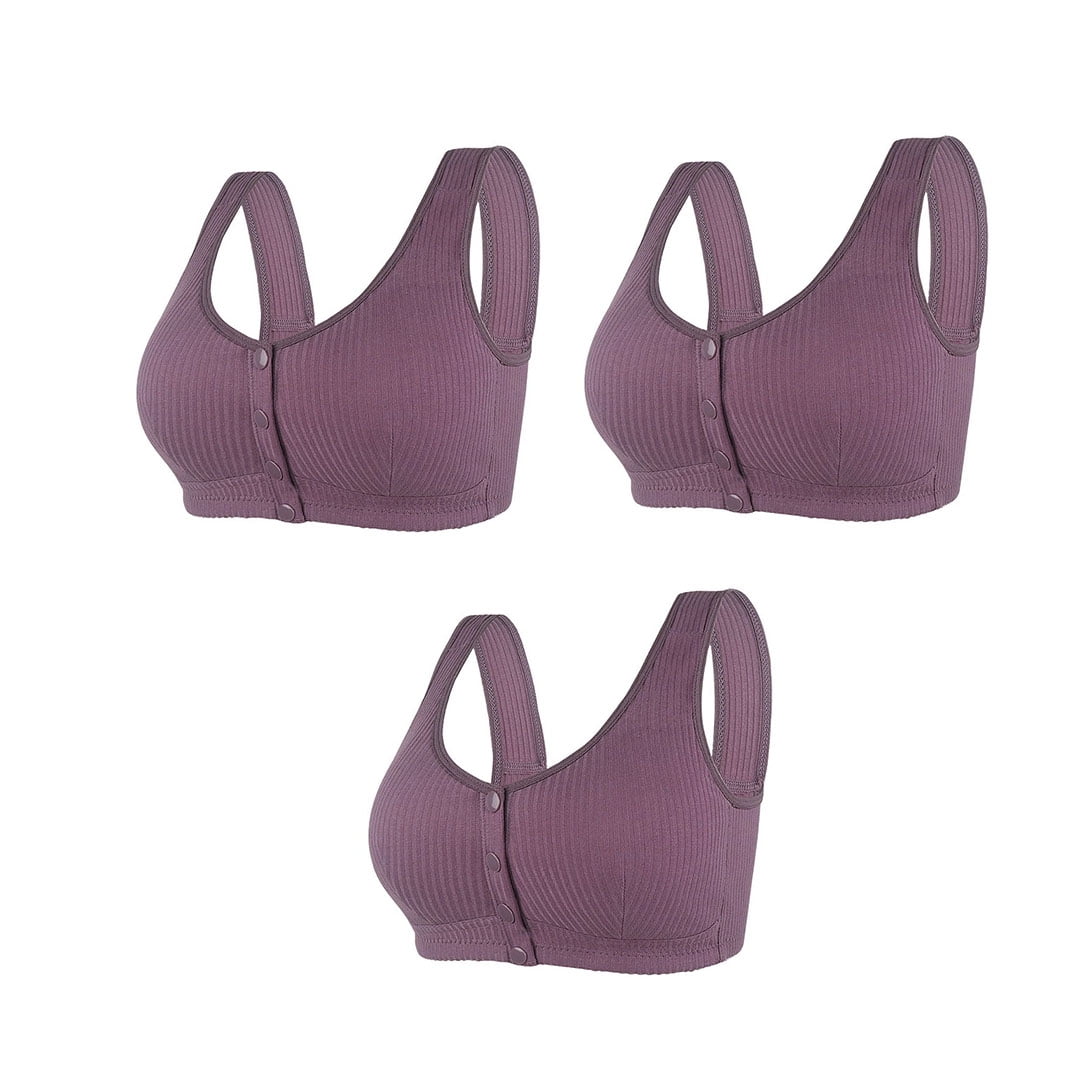 Women Bras Pack of 3 Plus Size Wireless Full Coverage Bra Front Closure ...