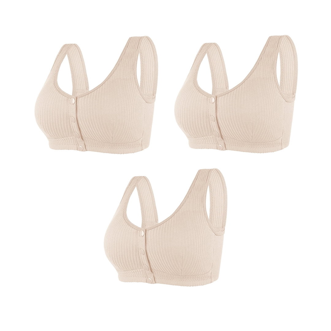 Women Bras Pack of 3 Plus Size Wireless Full Coverage Bra Front Closure ...