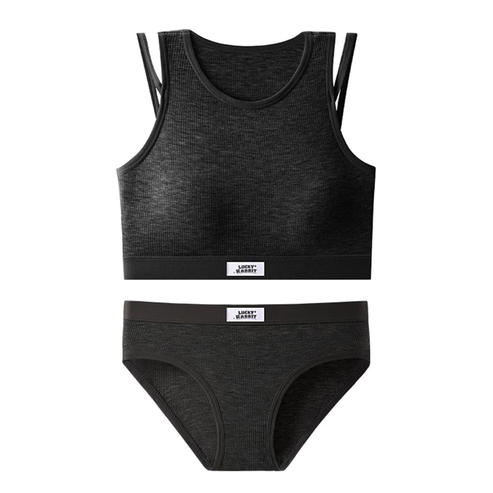 Women Sports Bra Set Padded Gathering Small Chest Strappy Bras Seamless ...