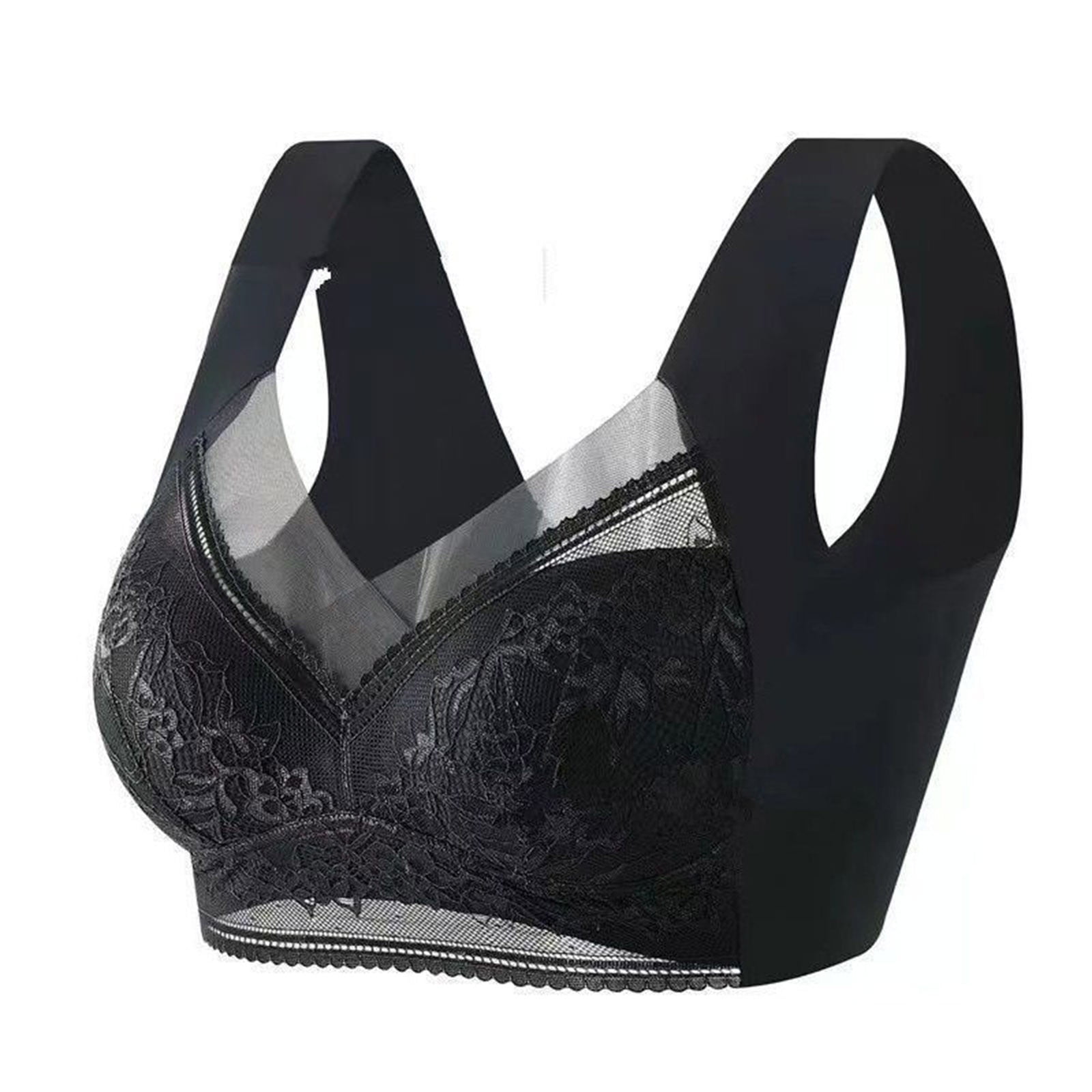 Women Sports Bra Wireless Bra Elastic Breathable Lace Soft Cup Bra ...